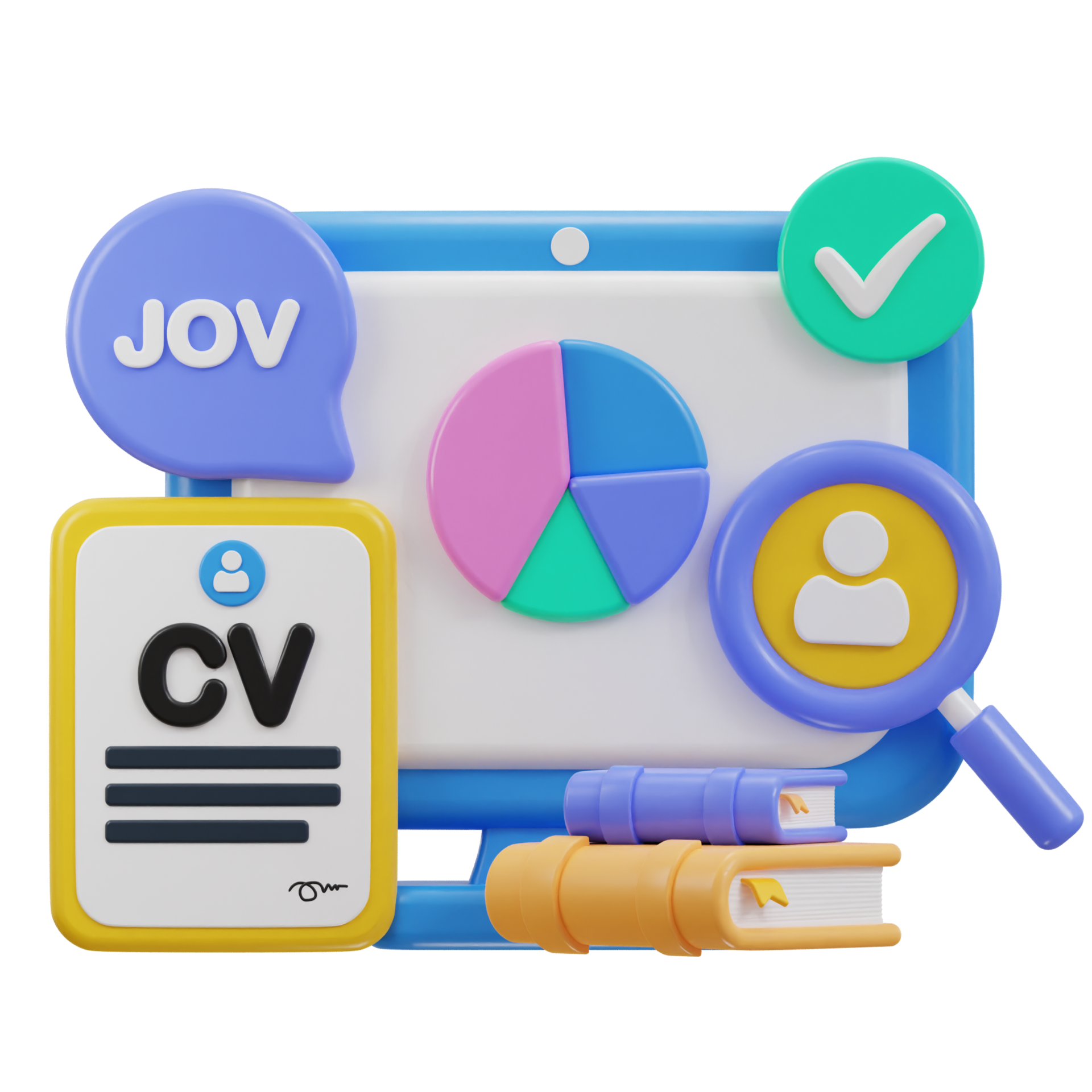 3d cv, currículo trabalho vaga ícone 30762652 PNG