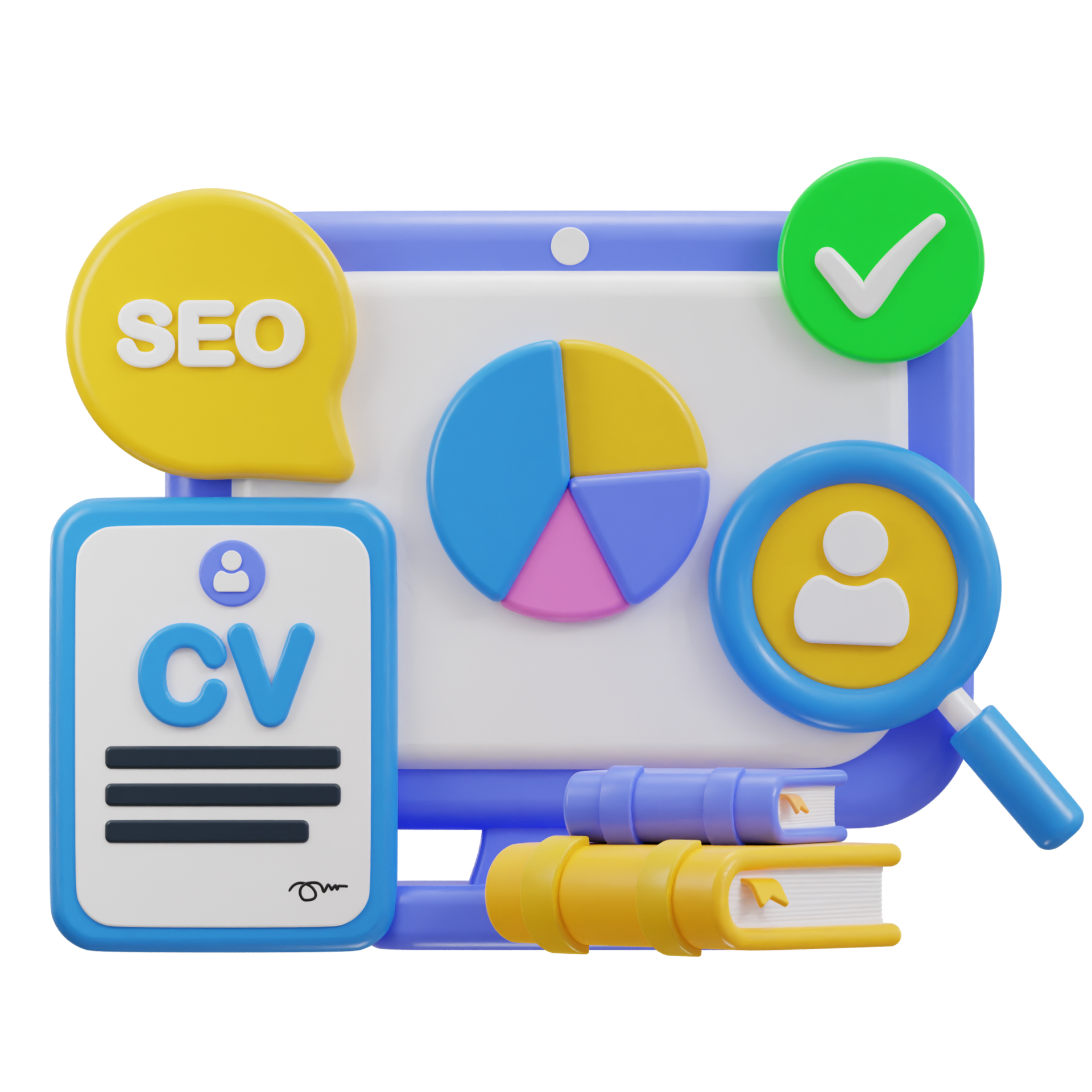 3d cv, currículo trabalho vaga ícone 30763740 PNG