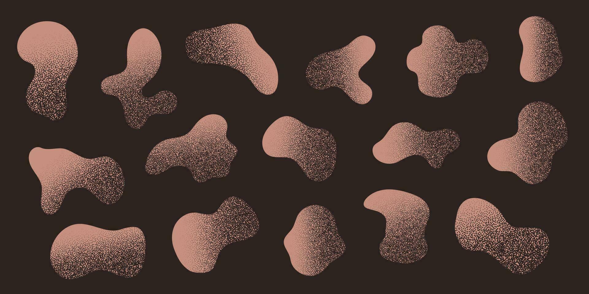 Beige Amoeba blob with gritty texture, organic abstract shape. Set of Liquid amorphous shapes ...