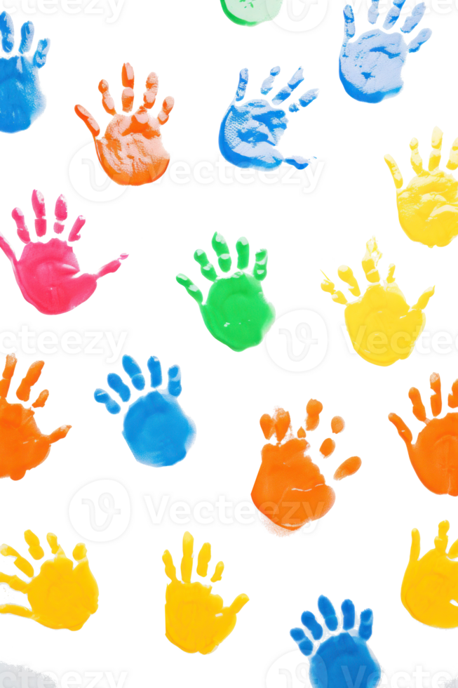 Colorful handprints on white background 30767958 PNG Colorful handprints on white background 30767958 PNG