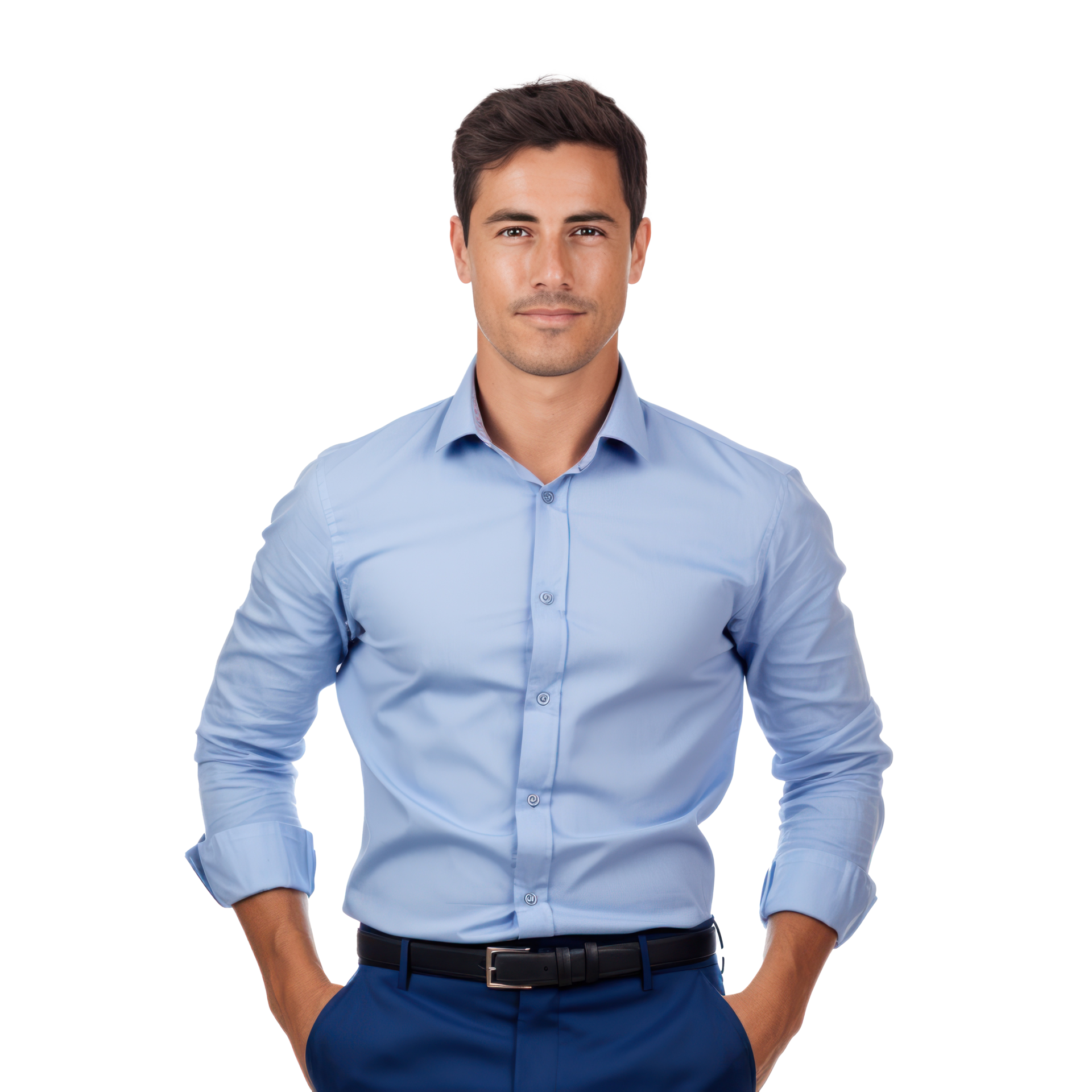 Handsome Business Man In Blue Shirt Isolated 30767990 Png