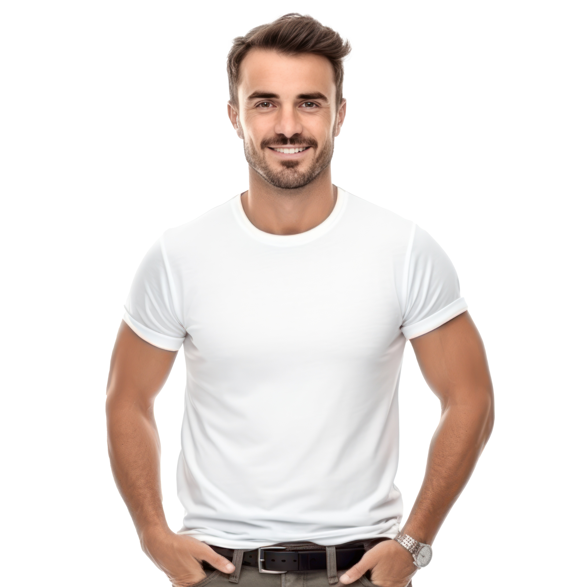 Handsome Business Man In White T Shirt Isolated 30767992 Png