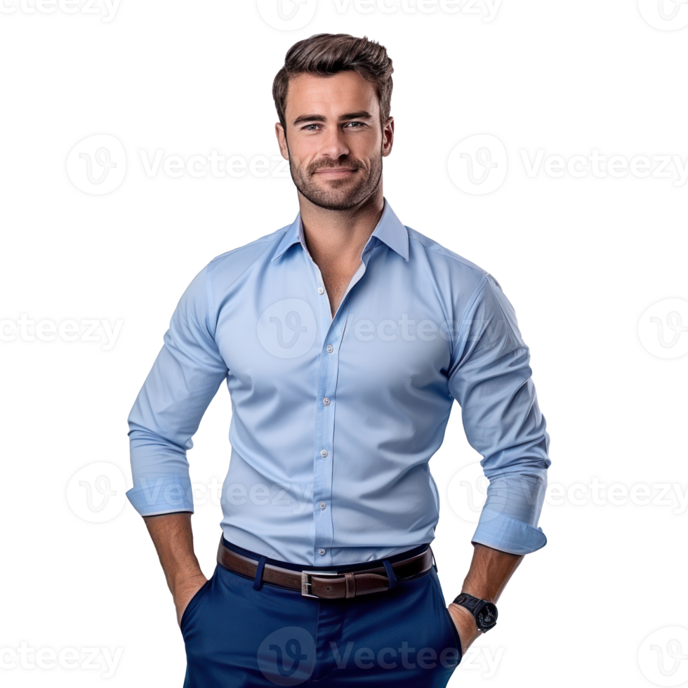 Handsome Business Man In Blue Shirt Isolated 30768011 Png