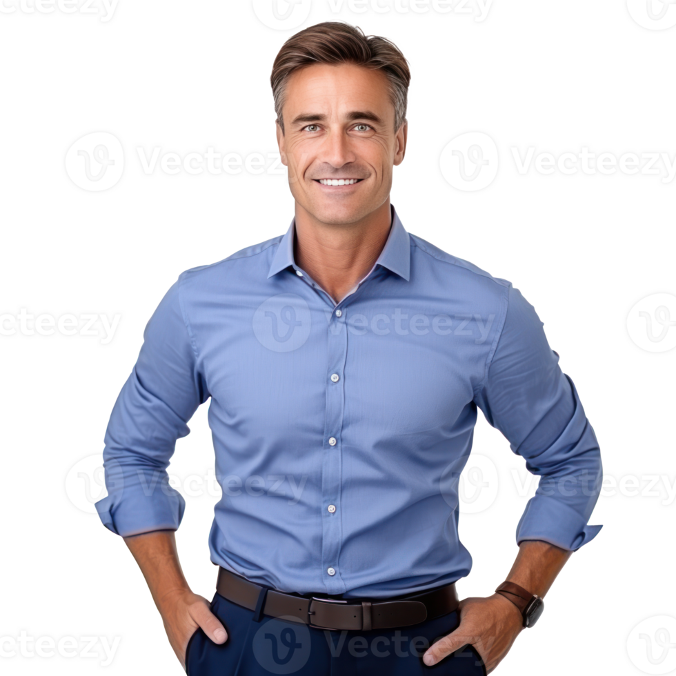 Handsome Business Man In Blue Shirt Isolated 30768019 Png