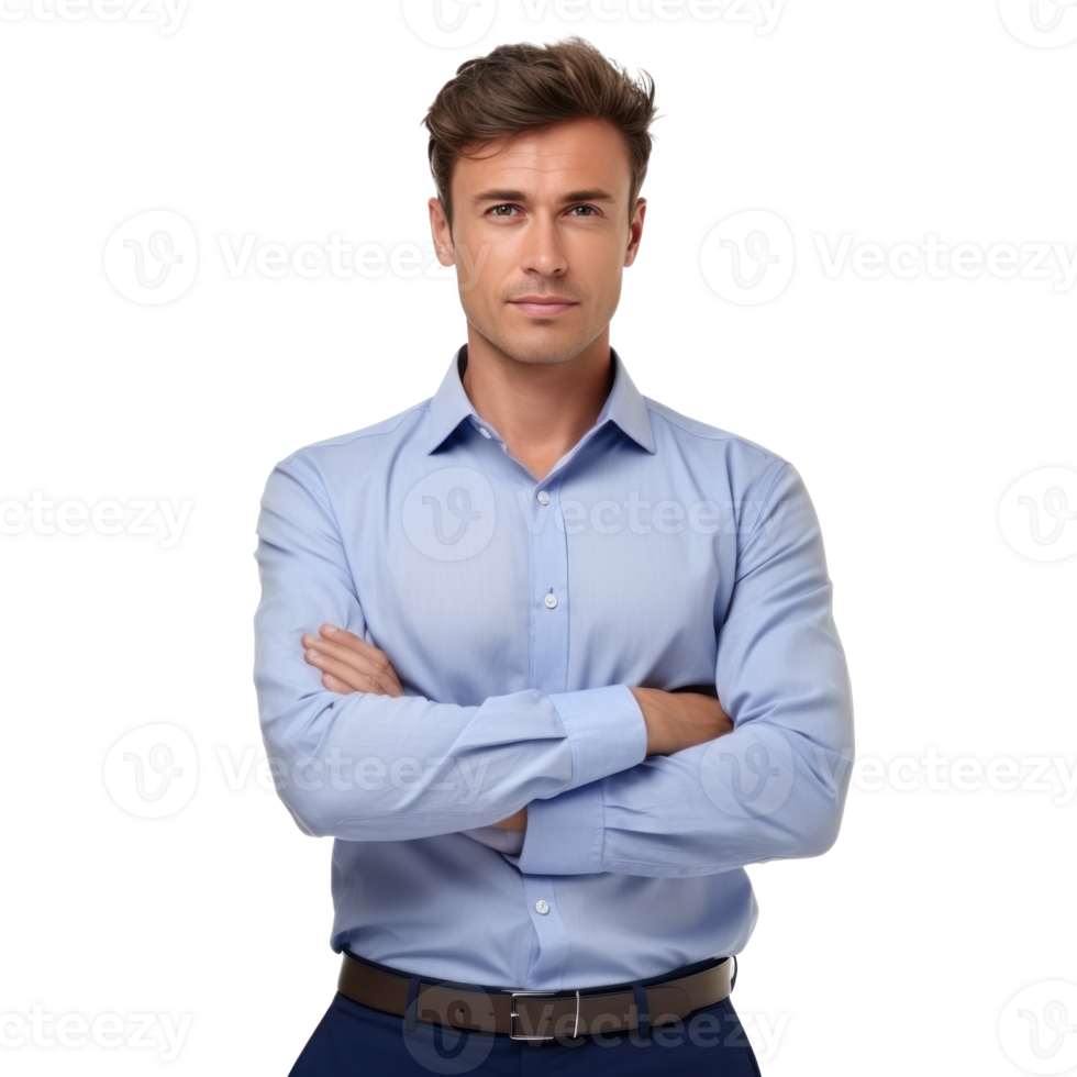 Handsome Business Man In Blue Shirt Isolated 30768038 Png