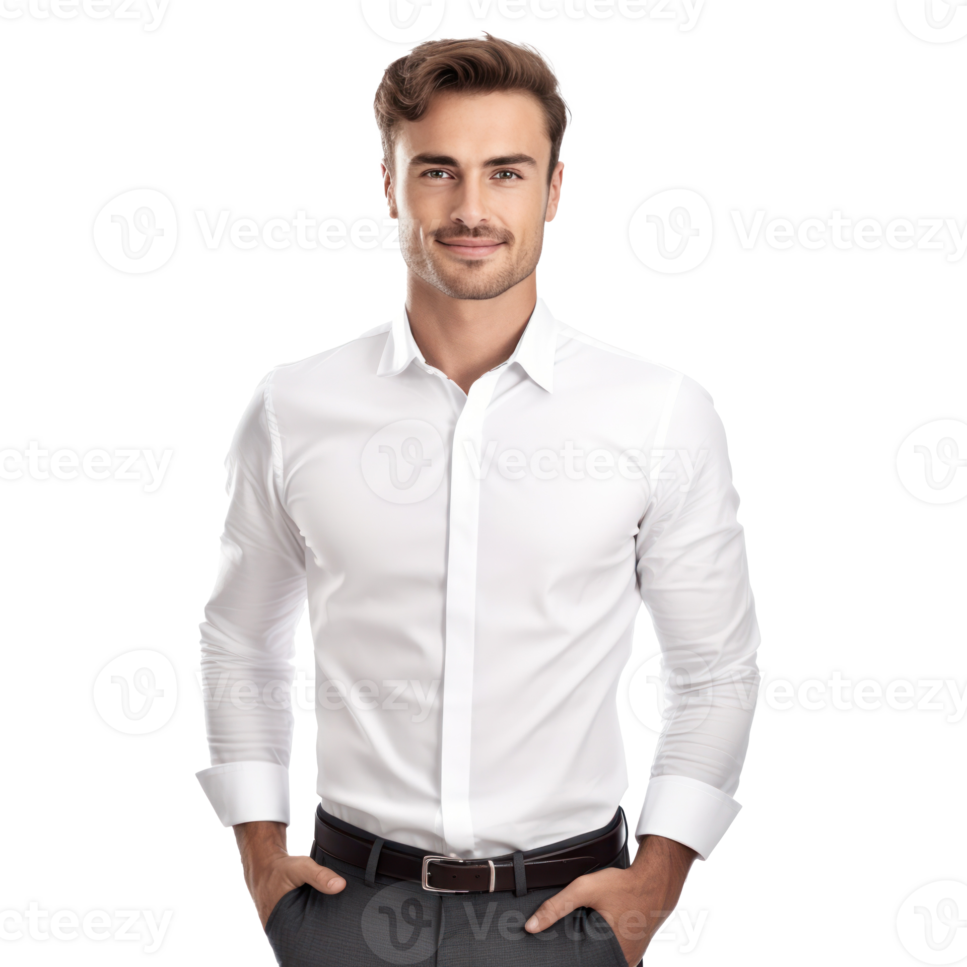Handsome business man in white t-shirt isolated 30768043 PNG