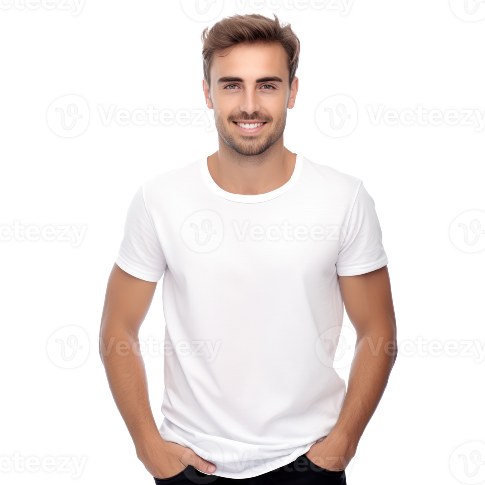 Handsome Business Man In White T Shirt Isolated 30768073 Png