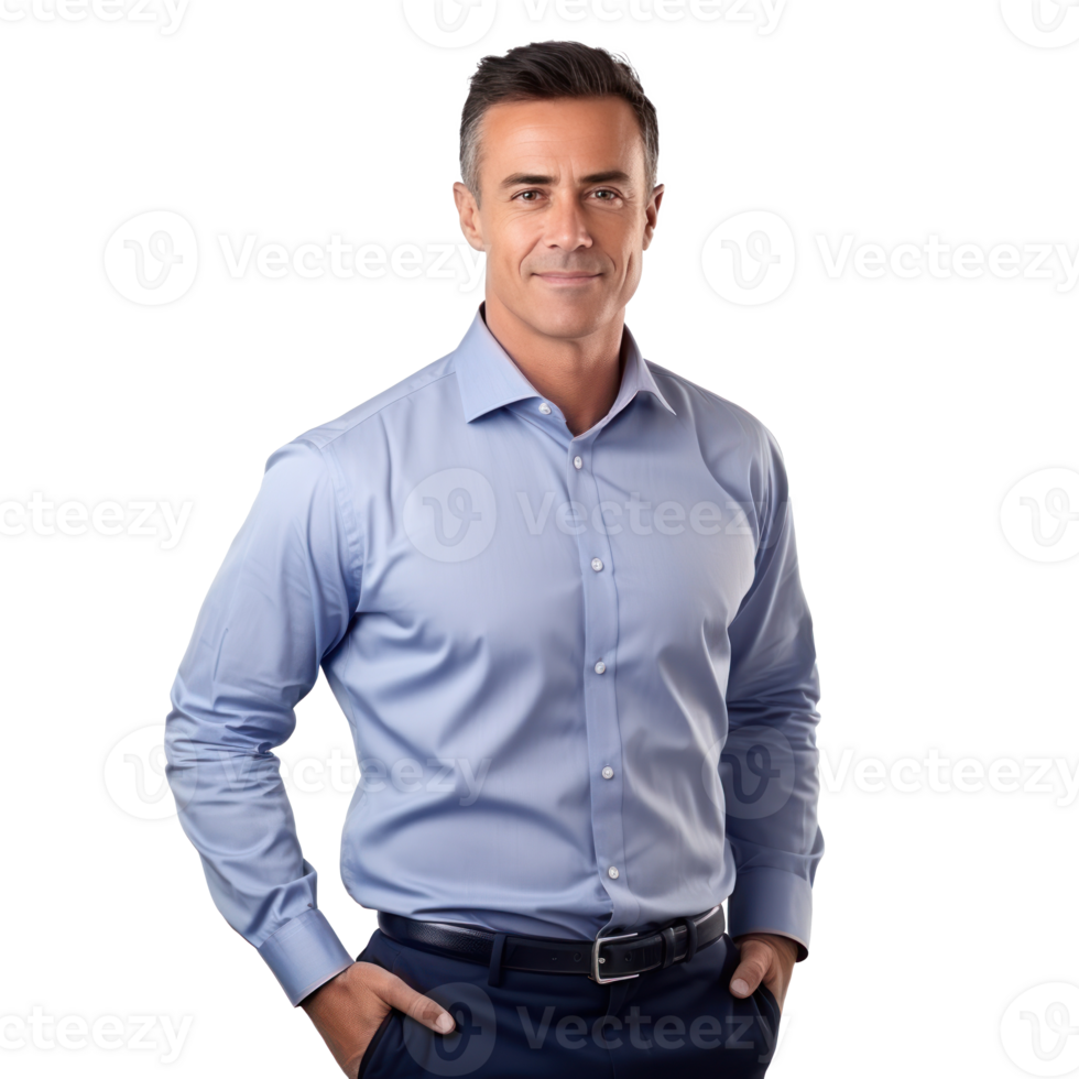 Handsome Business Man In Blue Shirt Isolated 30768095 Png