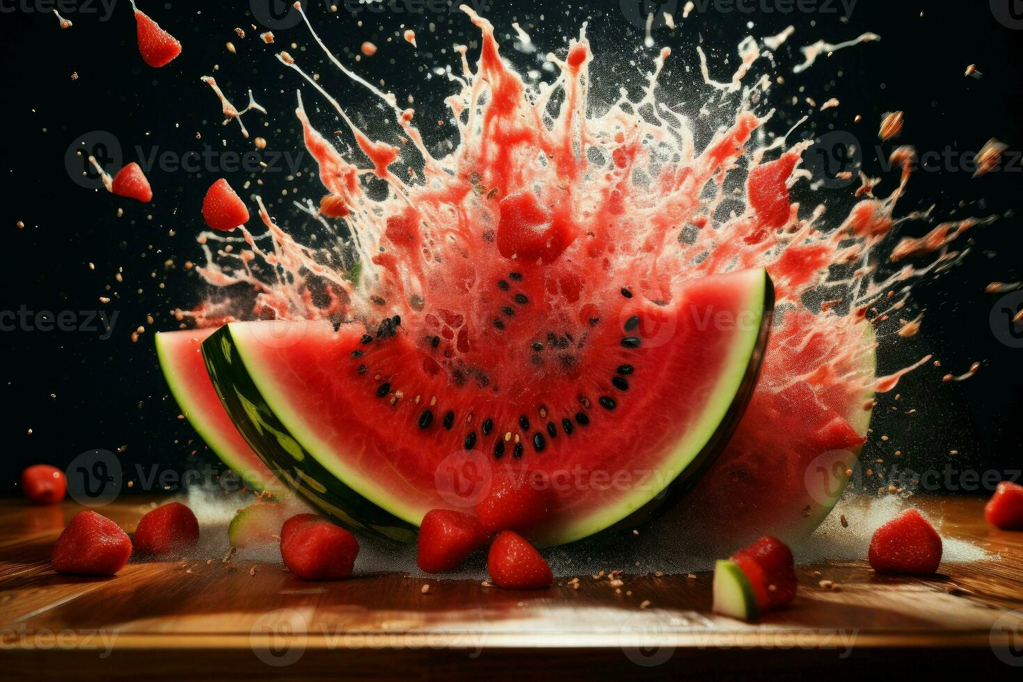 Vibrant Fresh watermelon exploding pieces. Generate Ai 30769040 Stock ... Vibrant Fresh watermelon exploding pieces. Generate Ai 30769040 Stock ...