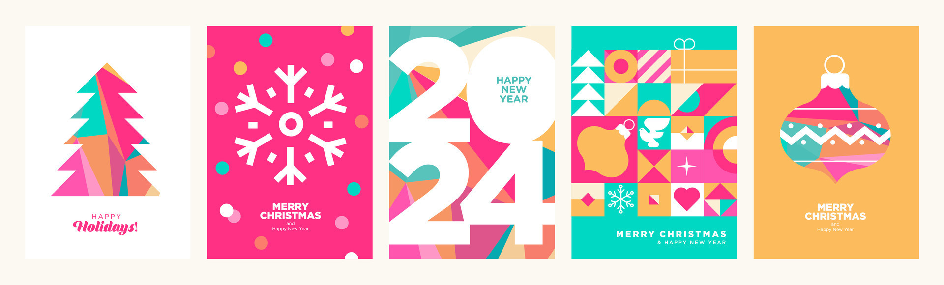 Merry Christmas and Happy New Year 2024 greeting cards. Vector ... Merry Christmas and Happy New Year 2024 greeting cards. Vector ...