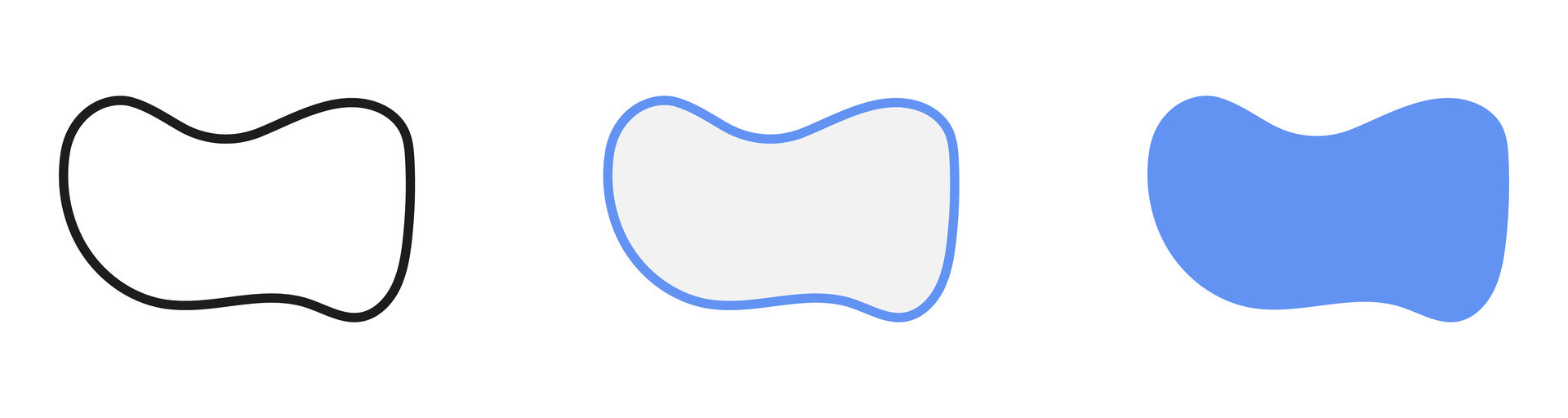 Liquid Abstract Shape Set. Blob in Minimal Geometric Form Collection. Curvy Wavy Elements for ...