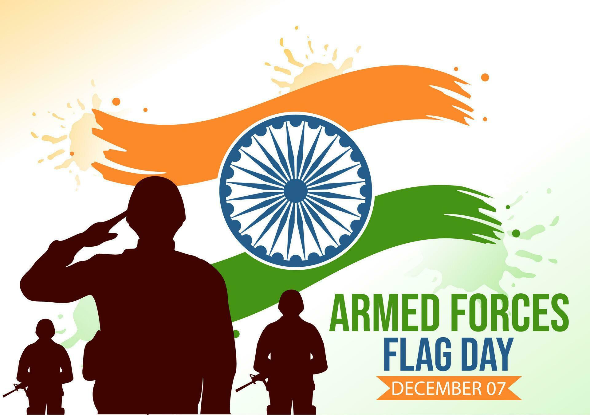 Indian Armed Forces Flag Day Vector Illustration with India and Army Flags in National Holiday ...