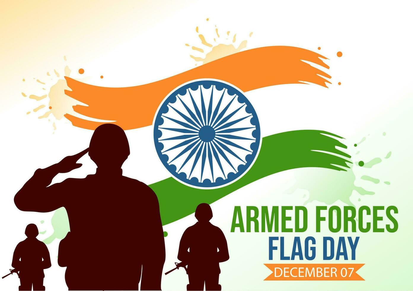 Indian Armed Forces Flag Day Vector Illustration with India and Army Flags in National Holiday ...