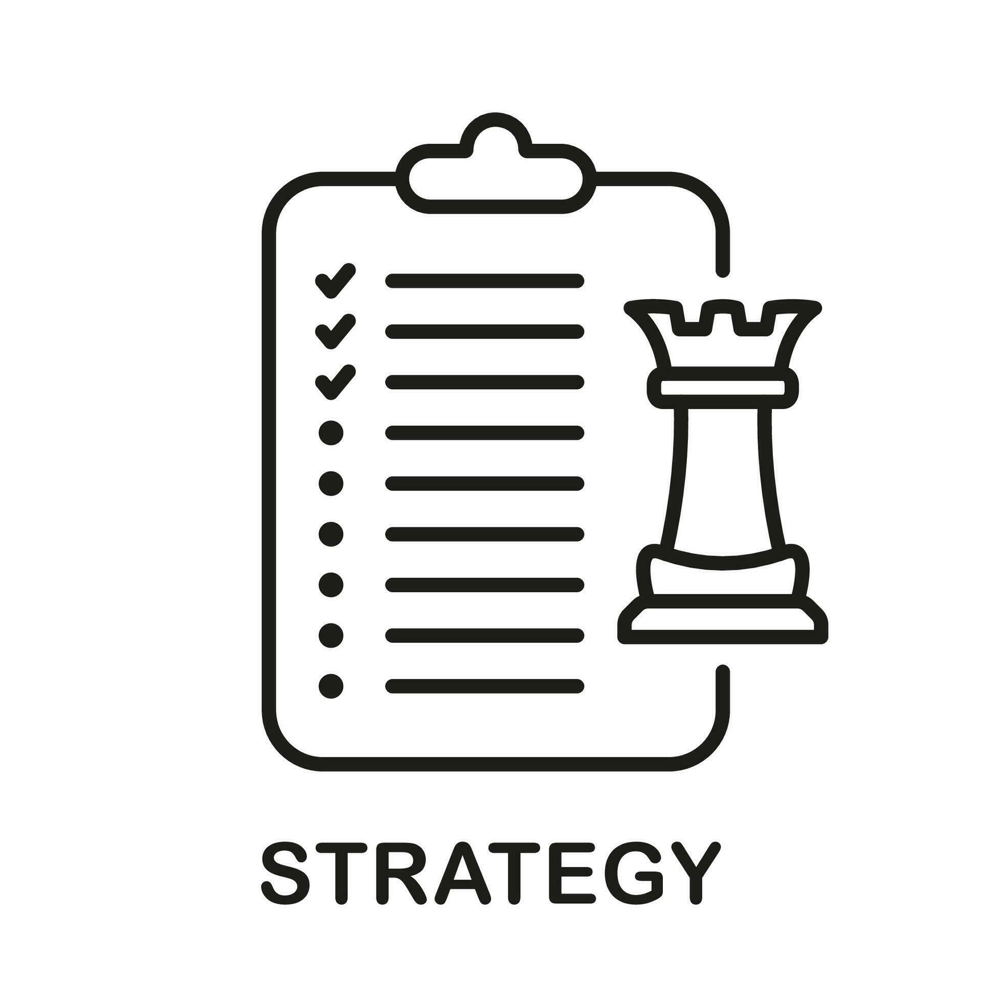 Strategy and Tactic Line Icon. Strategic Plan on Clipboard Linear ...