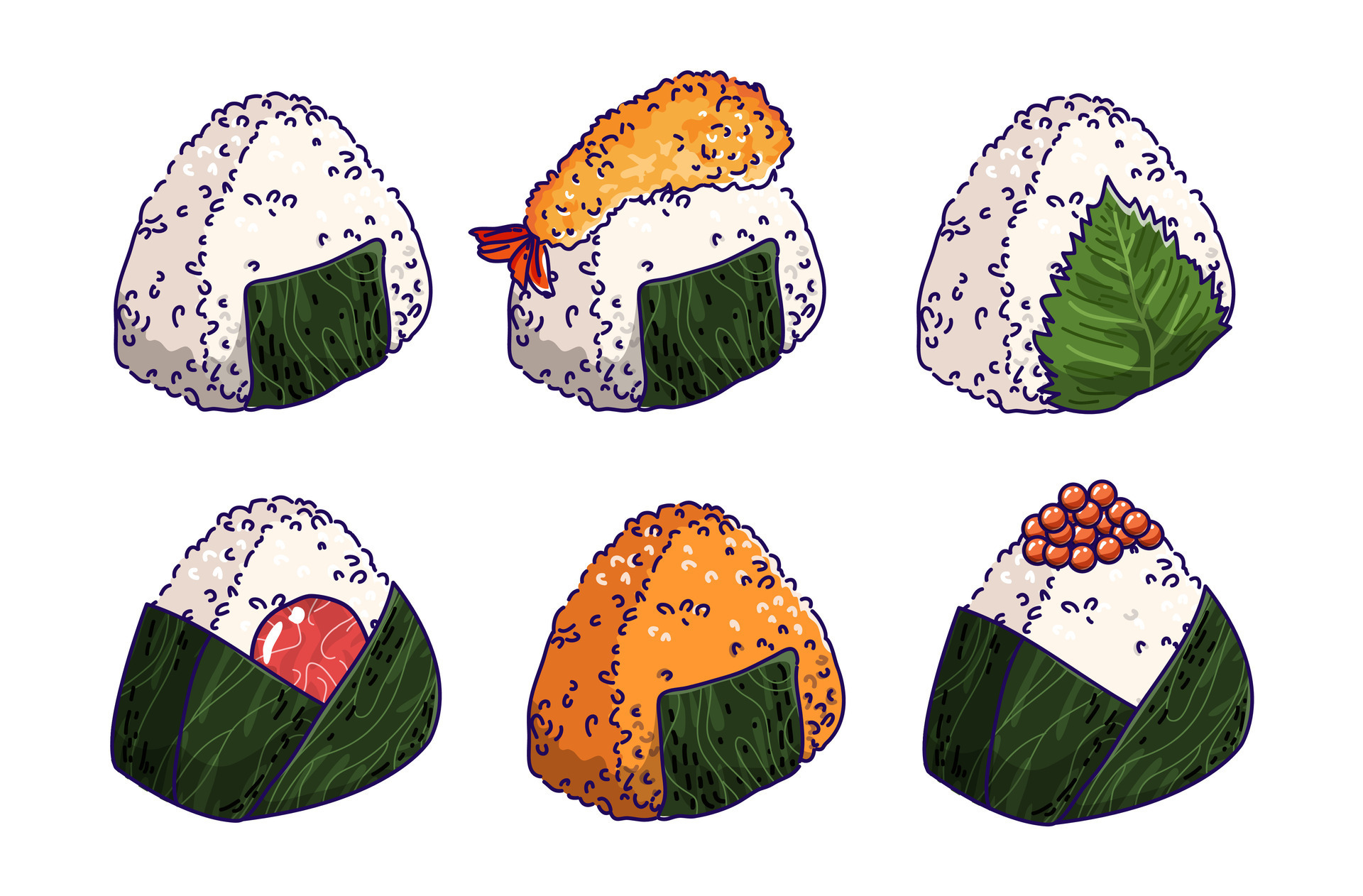 Onigiri Japanese Food Vector Illustration 30771861 Vector Art at Vecteezy