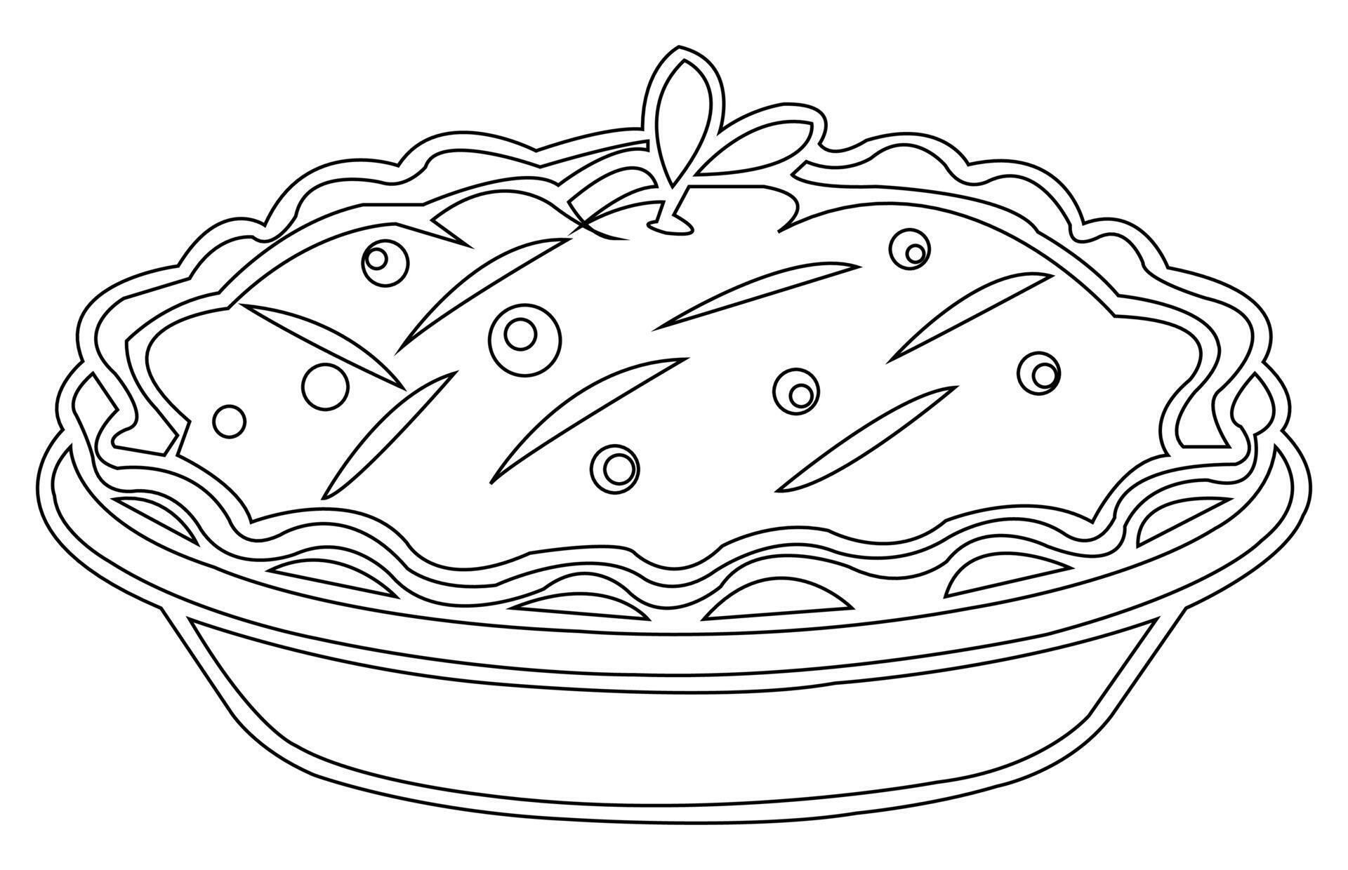 Apple Pie outline icon, Hand drawn vector outline of apple pie ...