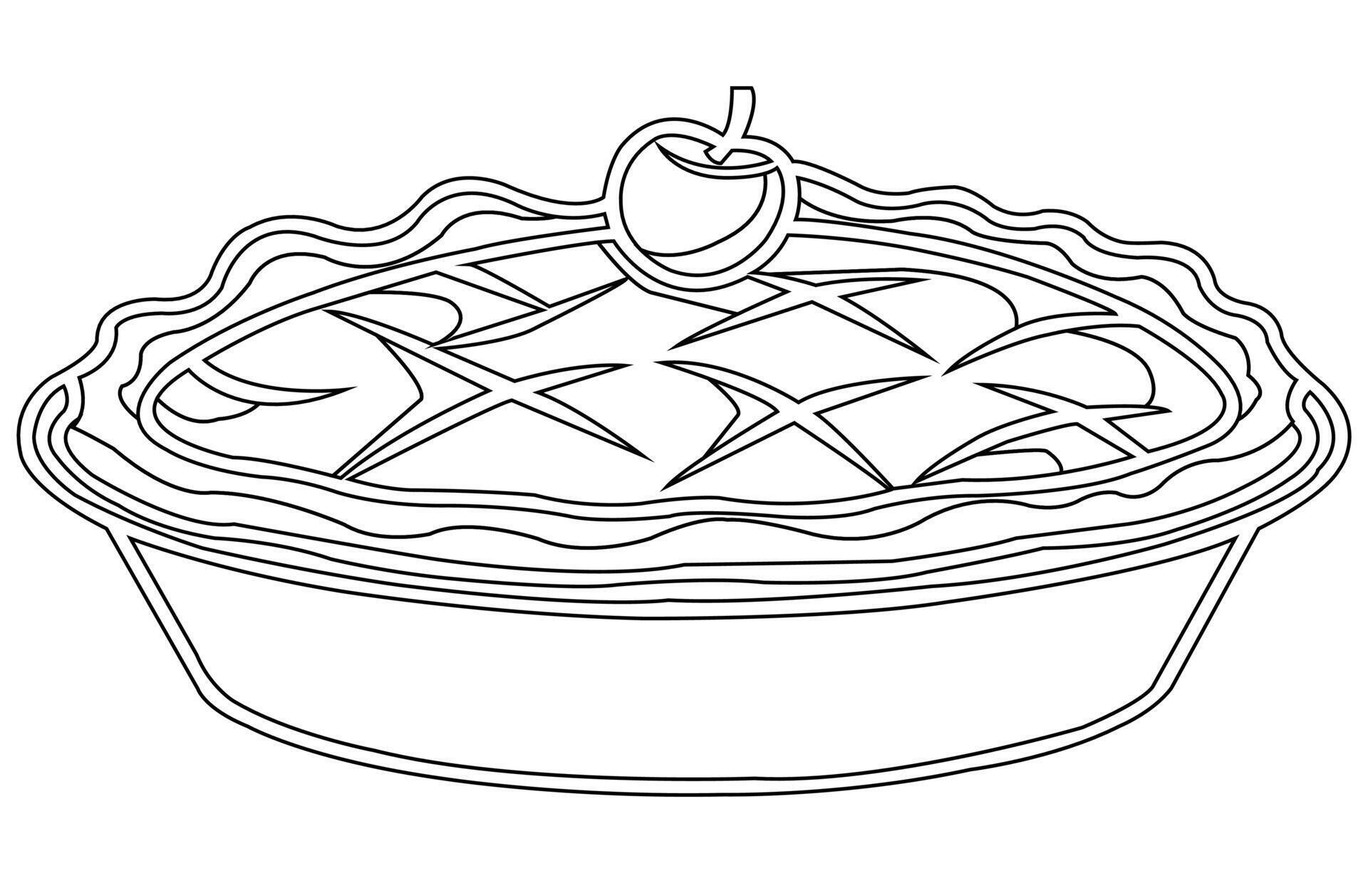 Apple Pie outline icon, Hand drawn vector outline of apple pie ...