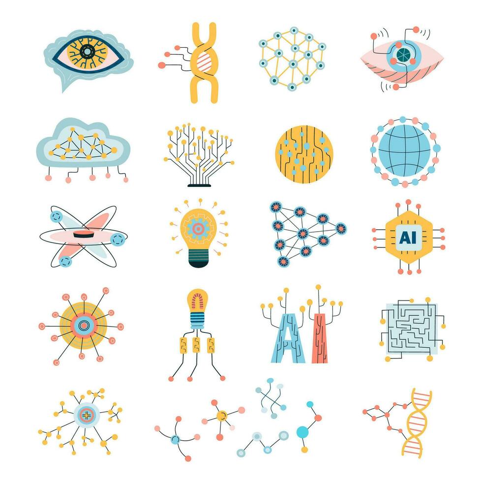 Nerve cell and Smart light bulb with settings. Artificial neural ...