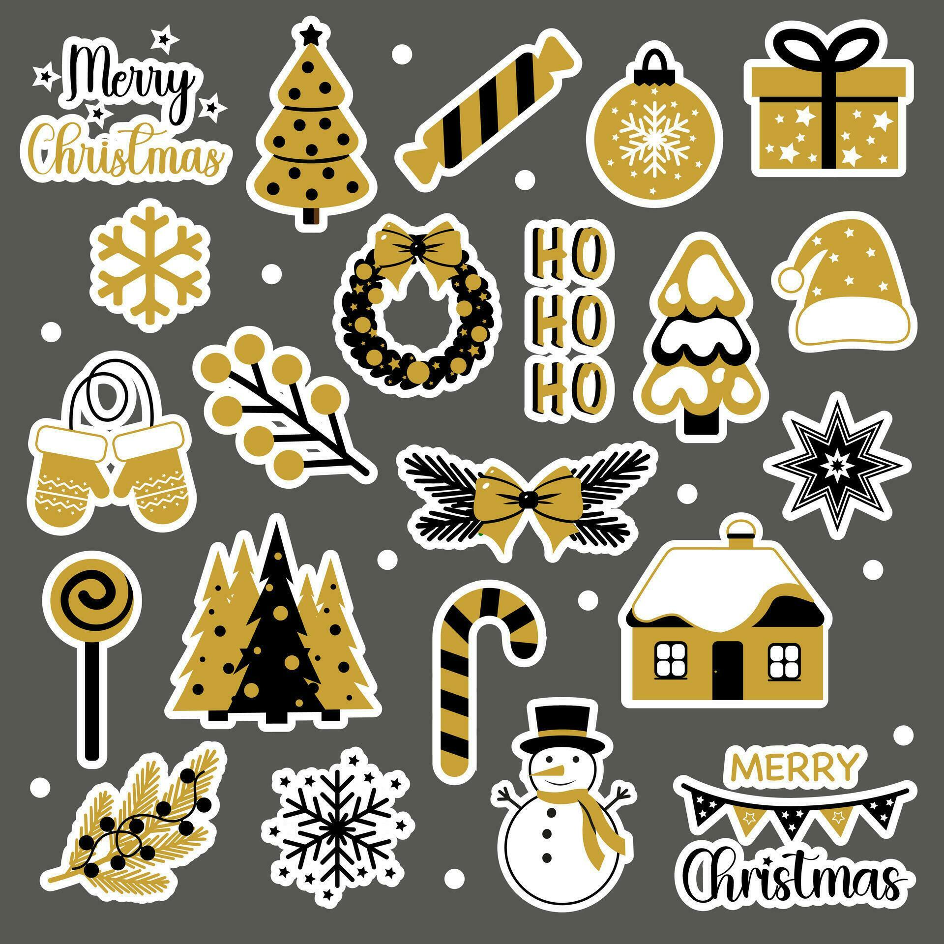 Christmas stickers collection. Christmas decorations, holiday gifts ...