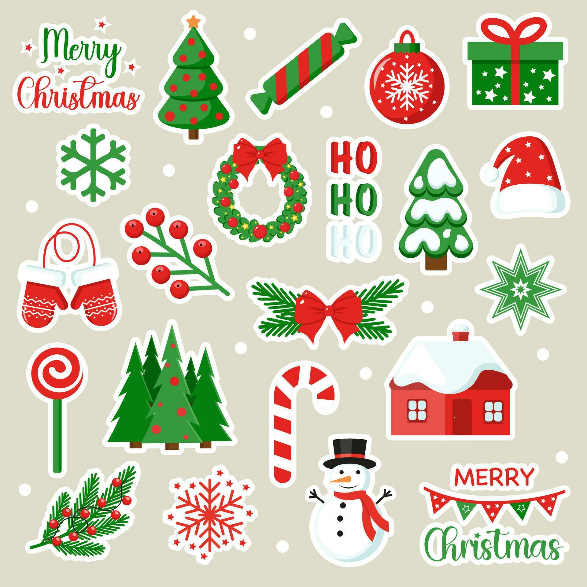 Christmas stickers collection. Christmas decorations, holiday gifts ...