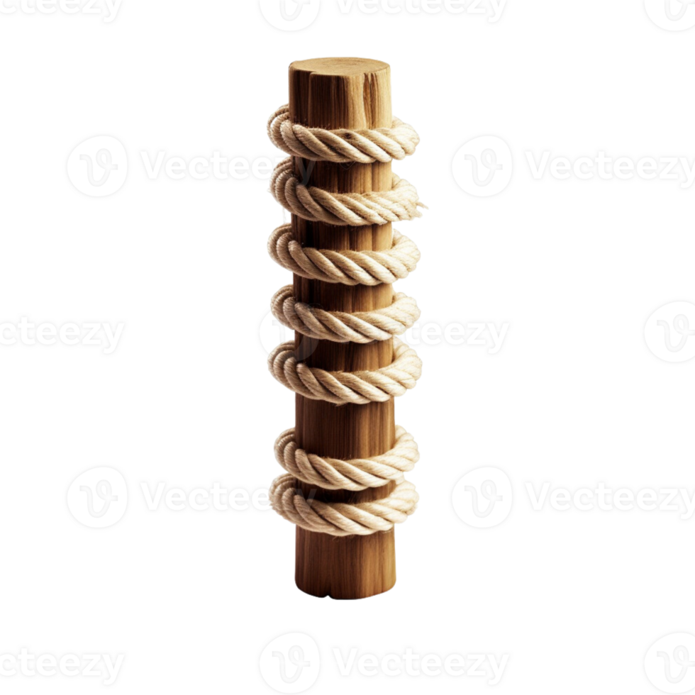 Wooden element with rope no background 30809581 PNG