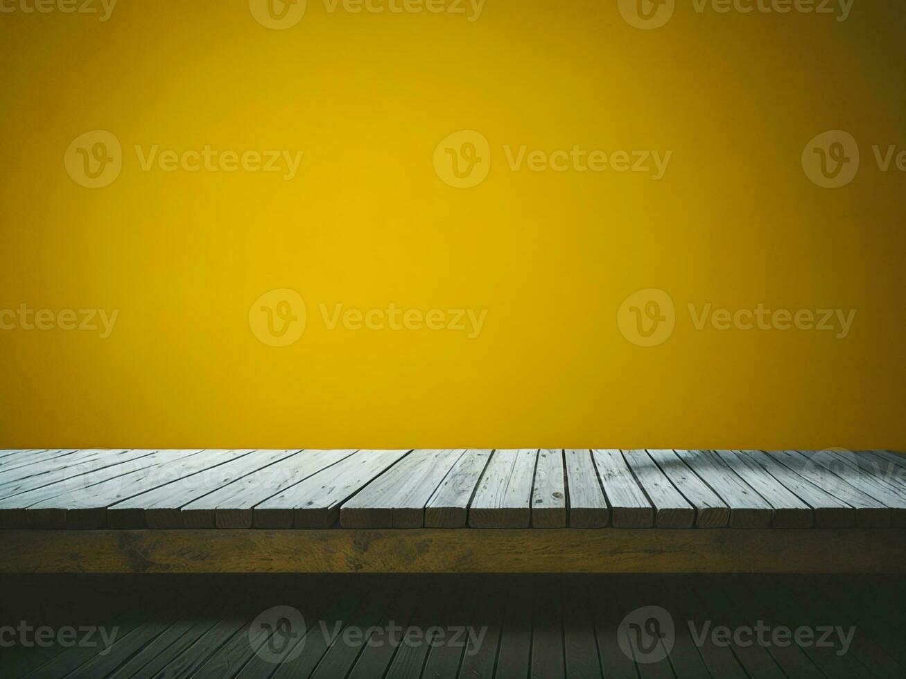 Wooden table and blur tropical Yellow Color background, product display ...