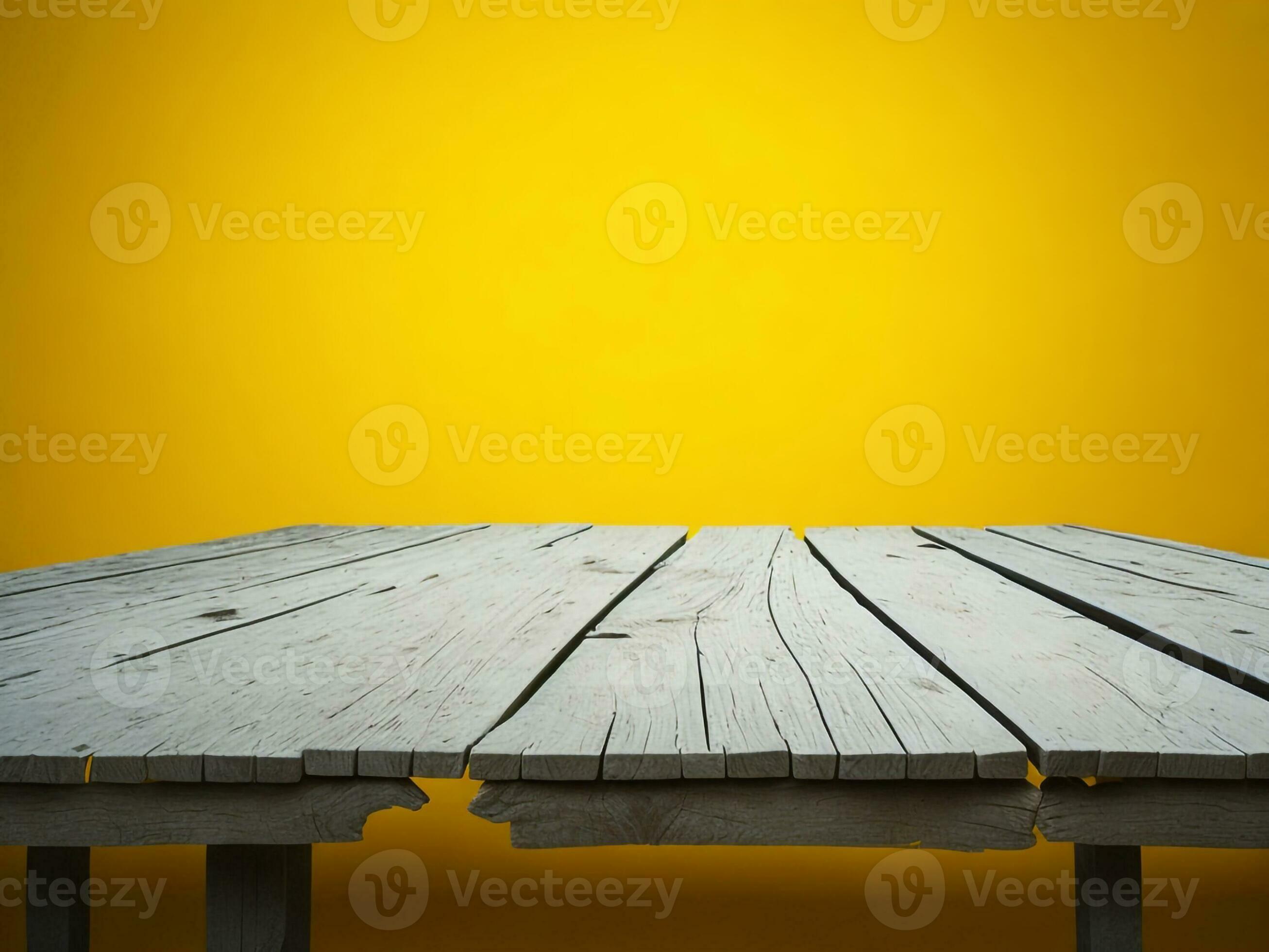 Wooden table and blur tropical Yellow Color background, product display ...