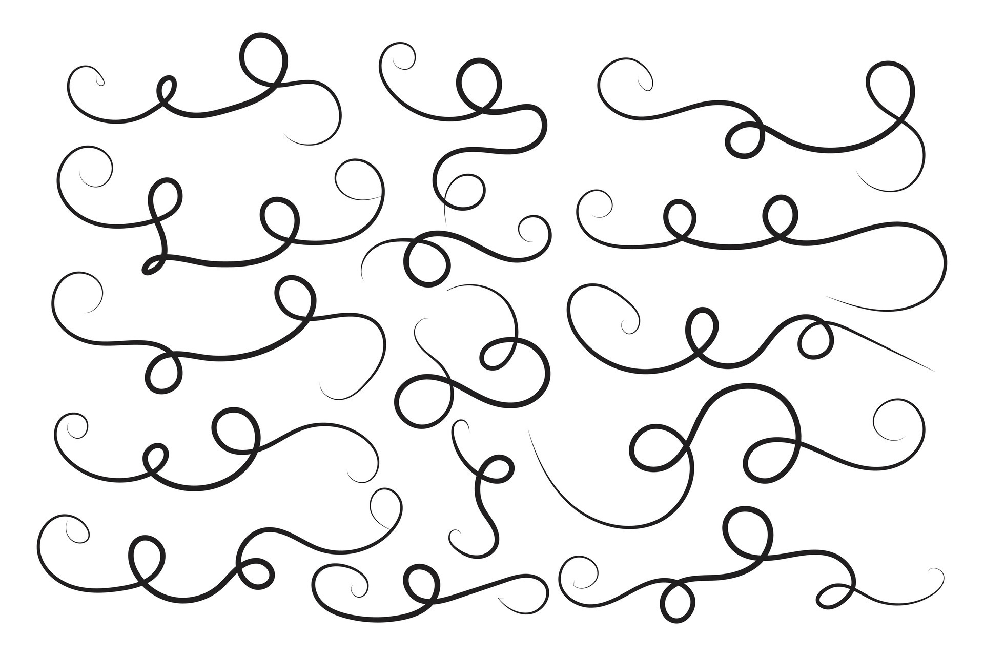 Vintage Filigree Swirls Calligraphy Decorative Scroll Fancy Line