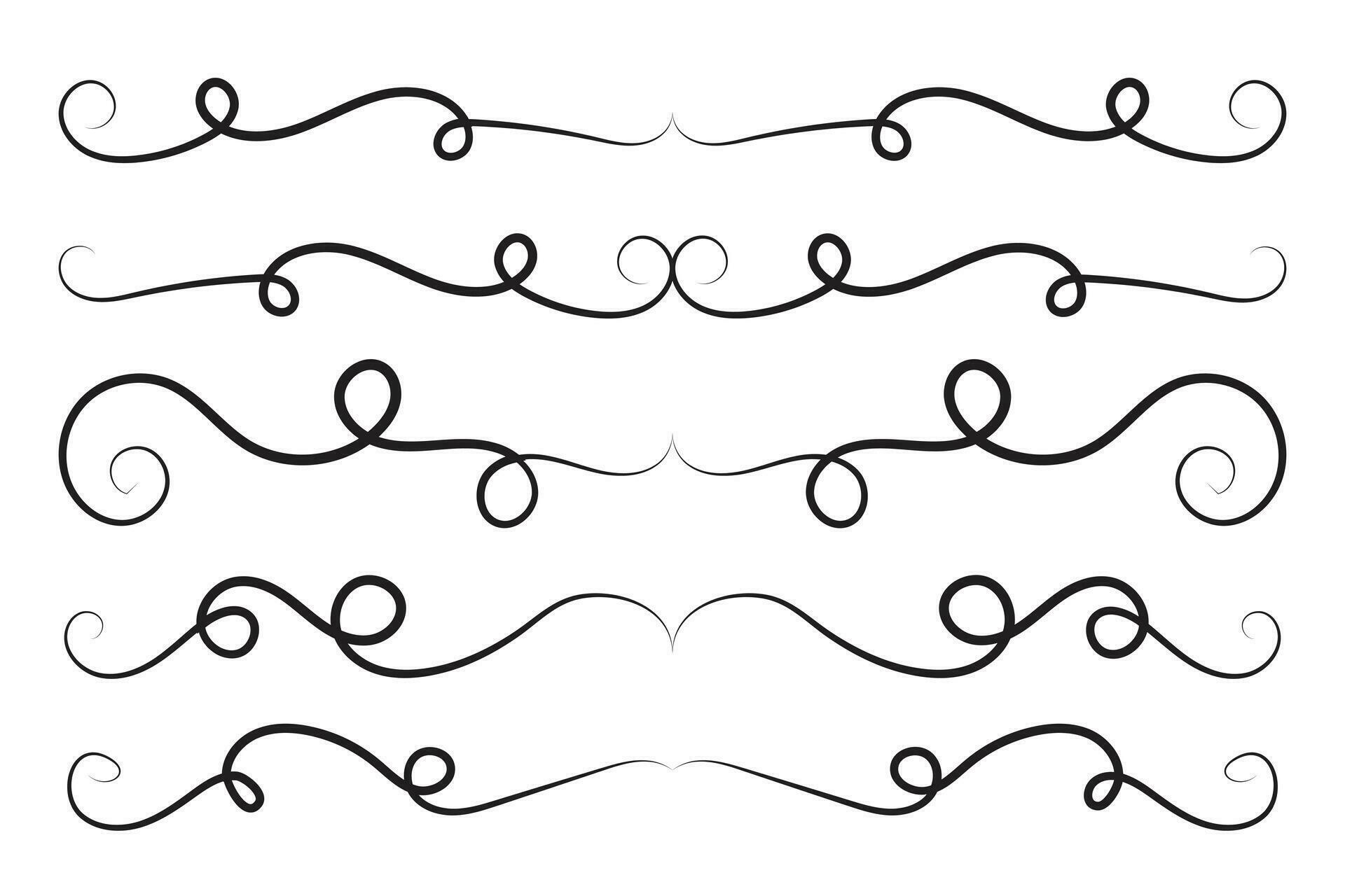 Vintage Filigree Swirls, calligraphy decorative scroll, Fancy Line Flourishes Swirls Elements ...