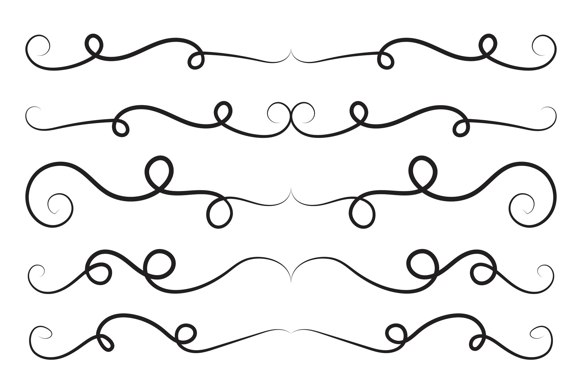 Vintage Filigree Swirls Calligraphy Decorative Scroll Fancy Line