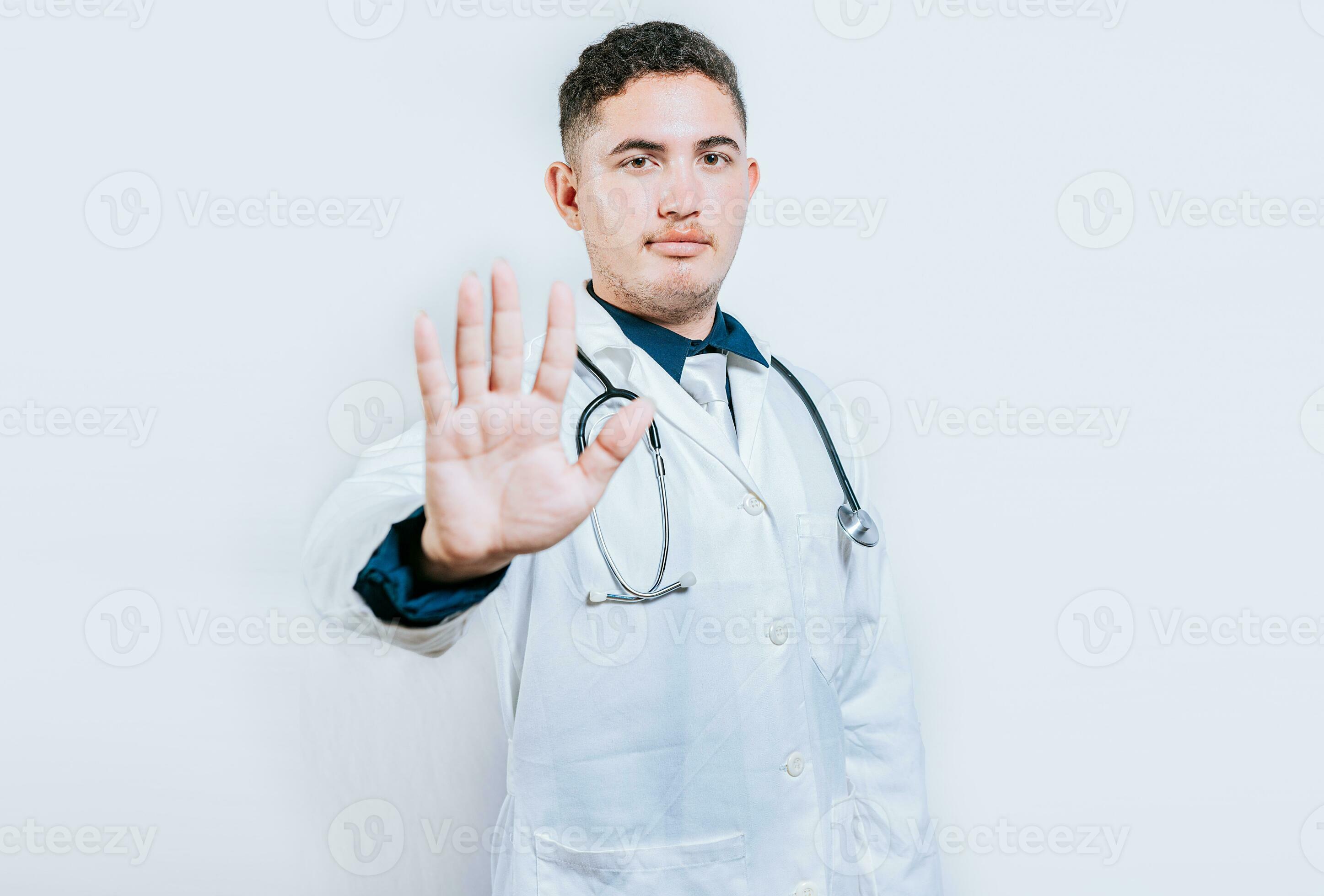 Young doctor counting number 5 on isolated background. Doctor counting ... Young doctor counting number 5 on isolated background. Doctor counting ...