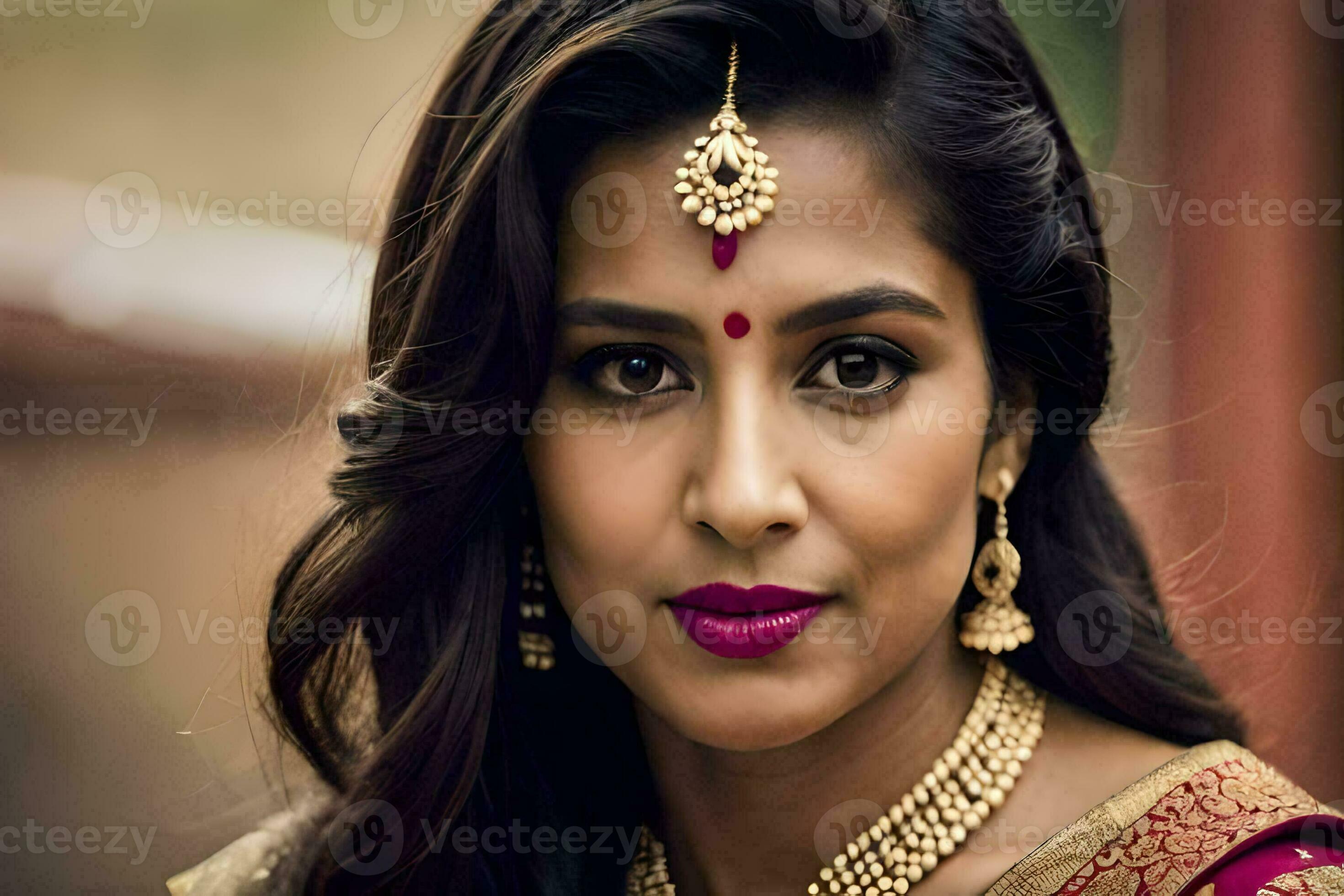 A Woman In A Traditional Indian Outfit With A Red Lipstick AI a-woman-in-a-traditional-indian-outfit-with-a-red-lipstick-ai