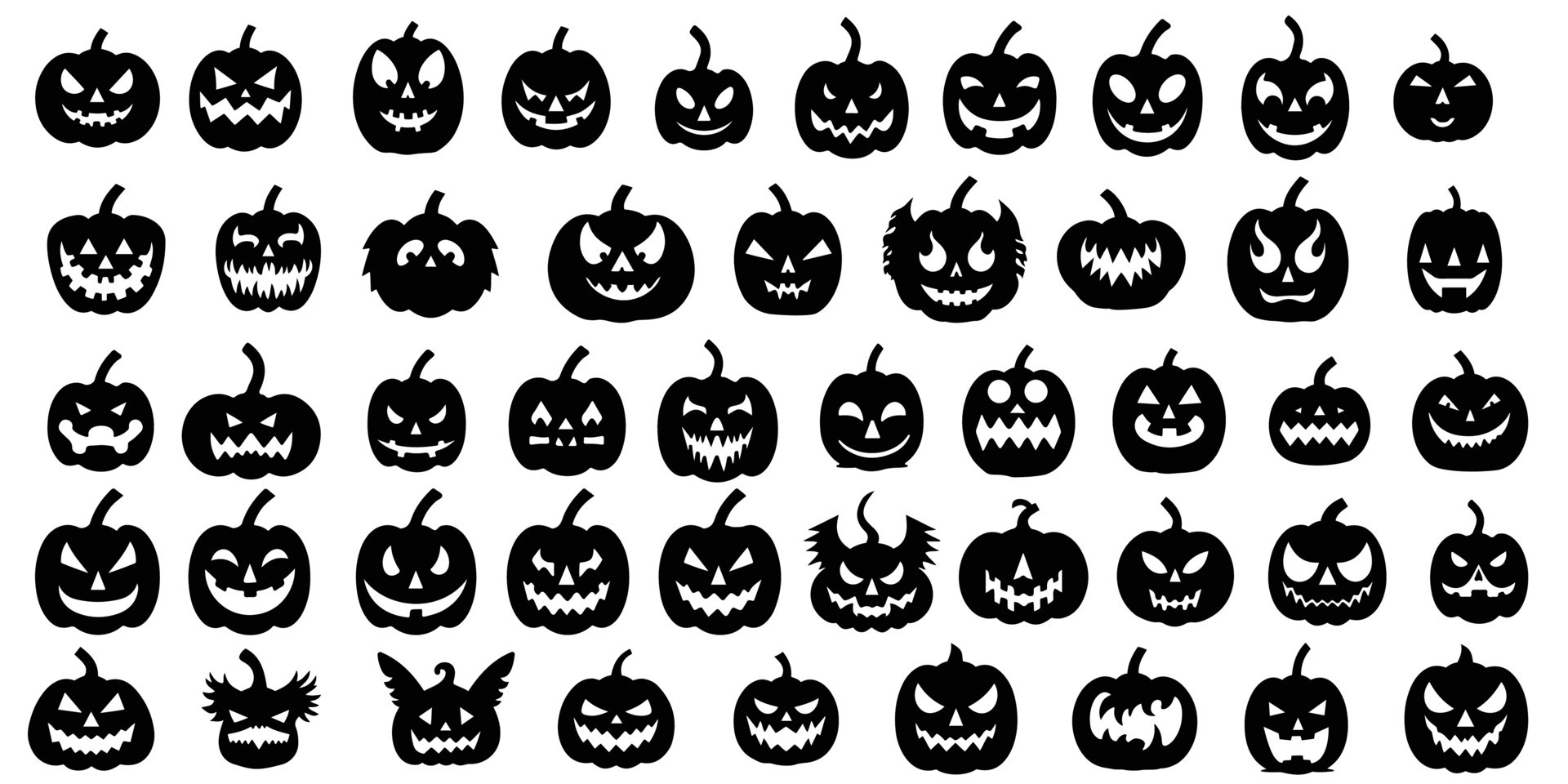 Halloween pumpkin silhouette collection, set of pumpkins, elements for ...