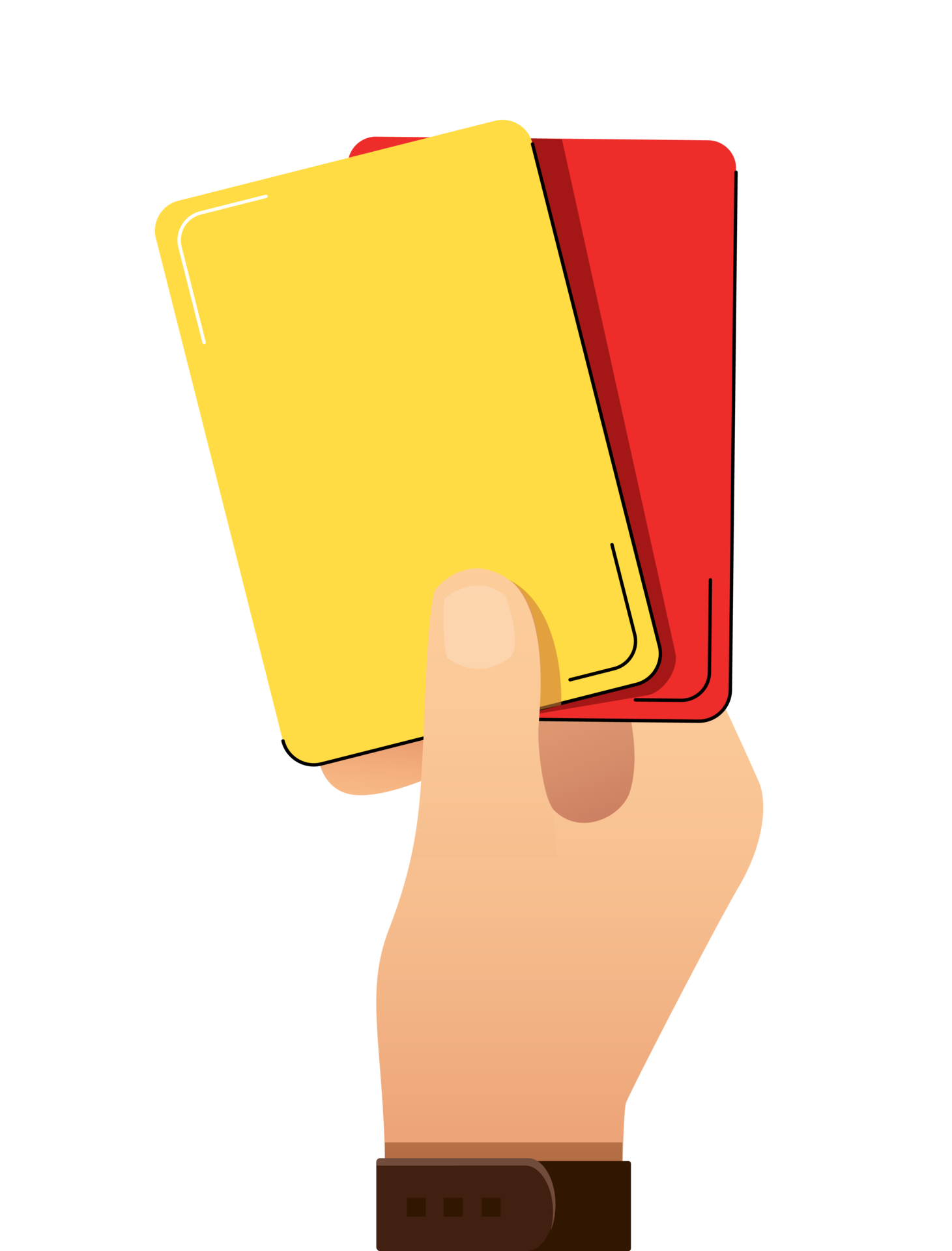 futebol, árbitros mão com vermelho e amarelo cartão 30920646 PNG