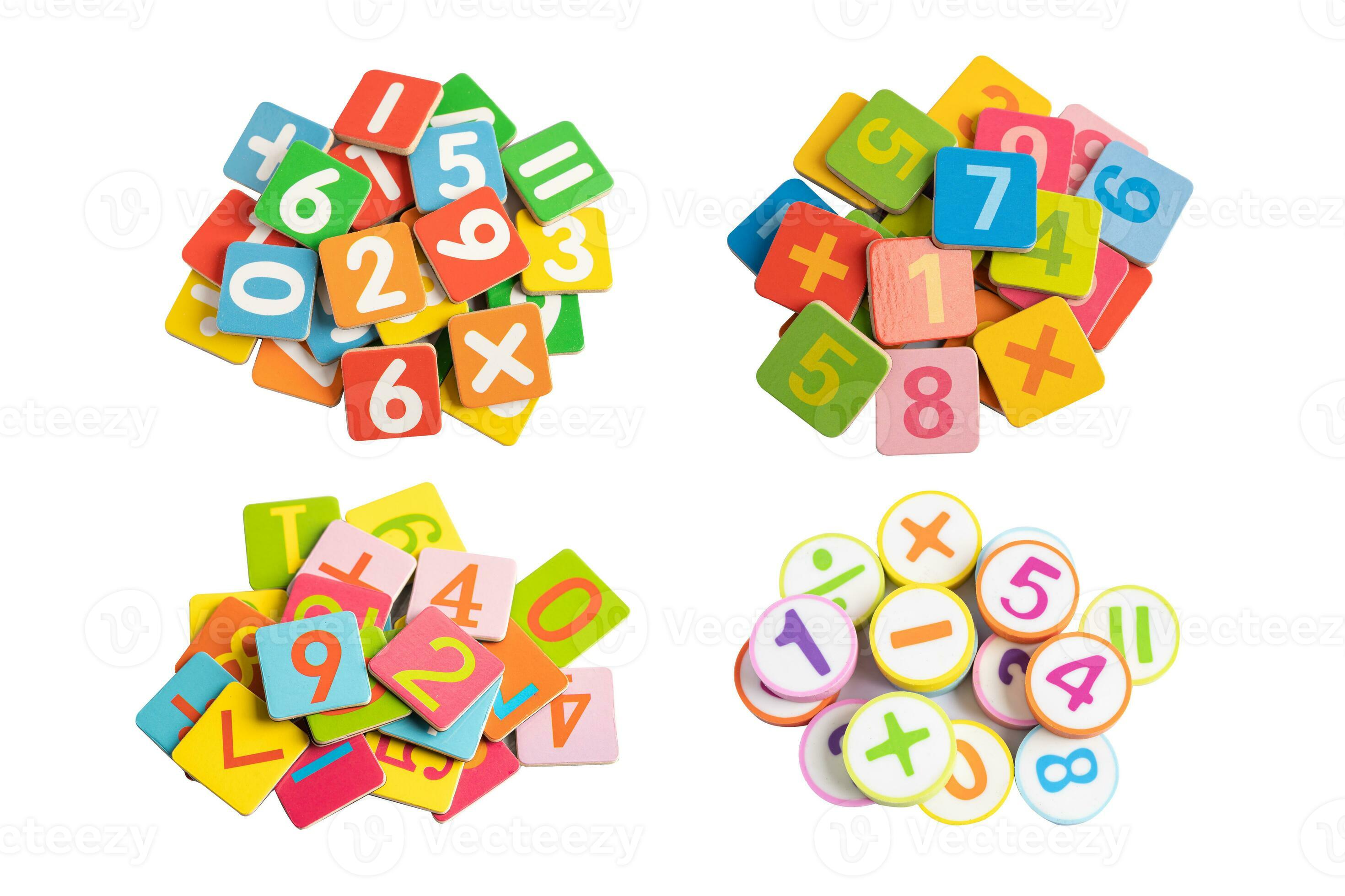 Math number colorful on white background with clipping path, education ...