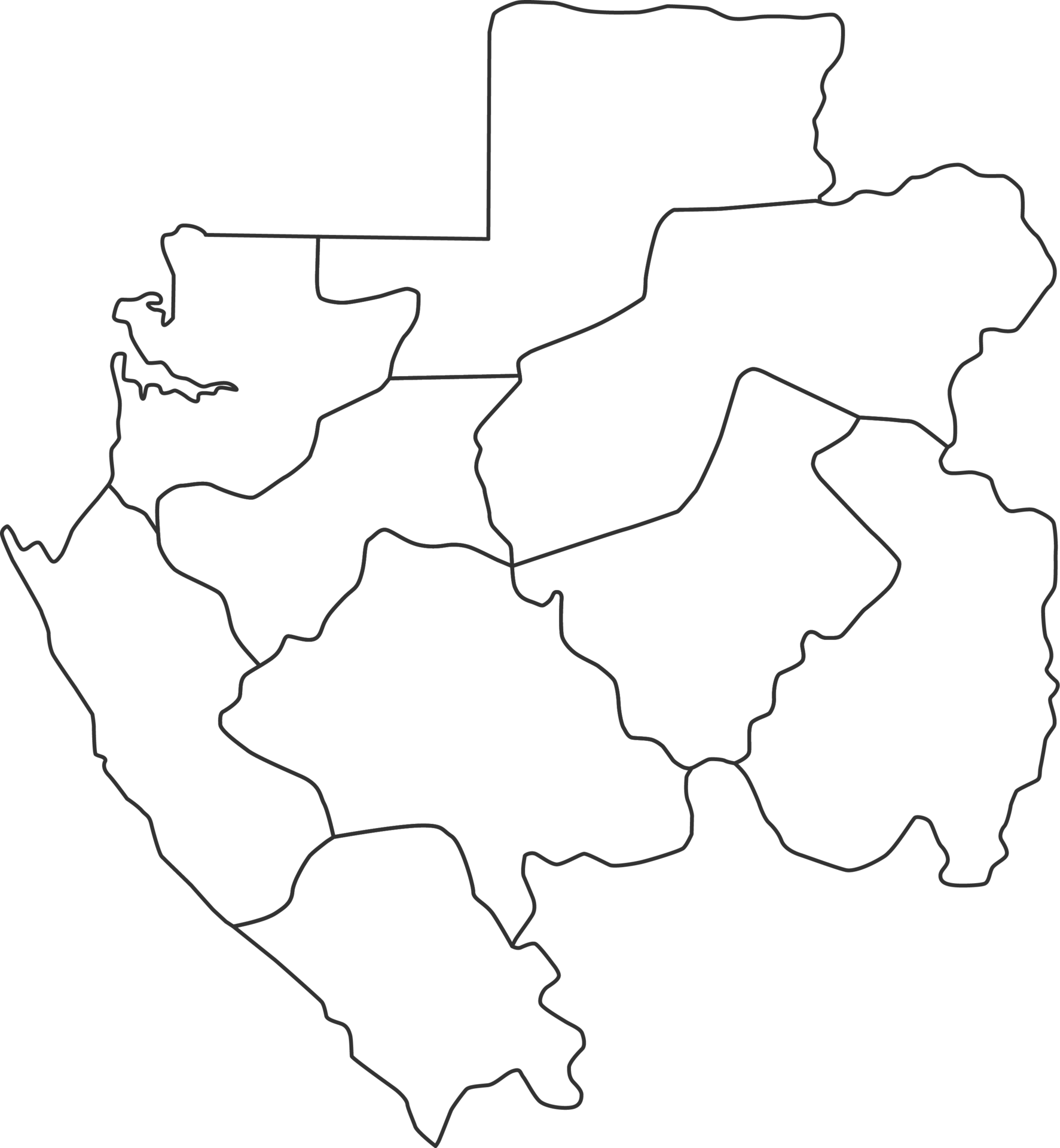 Mapa De Gabón Con Detallado País Mapa Línea Mapa 30936999 Png