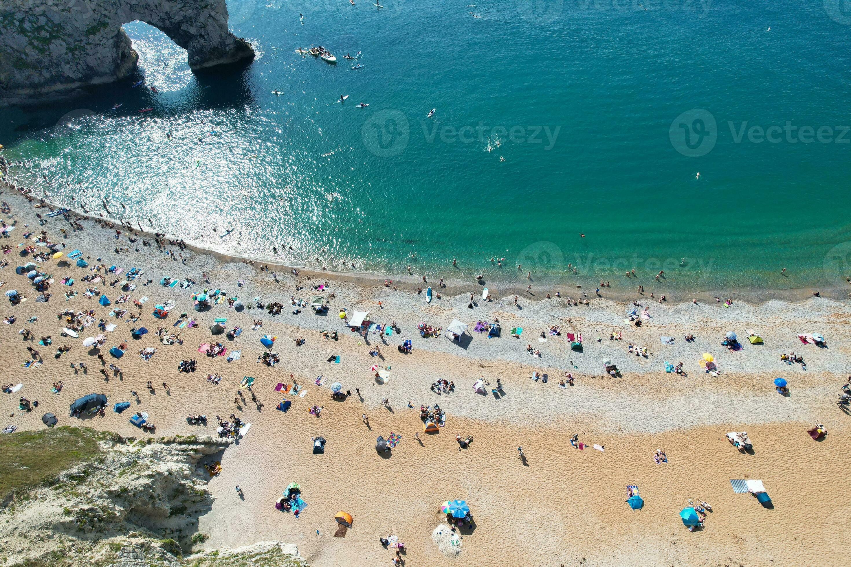 Most Beautiful High Angle View of British Landscape and Sea View of Durdle Door Beach of England ...