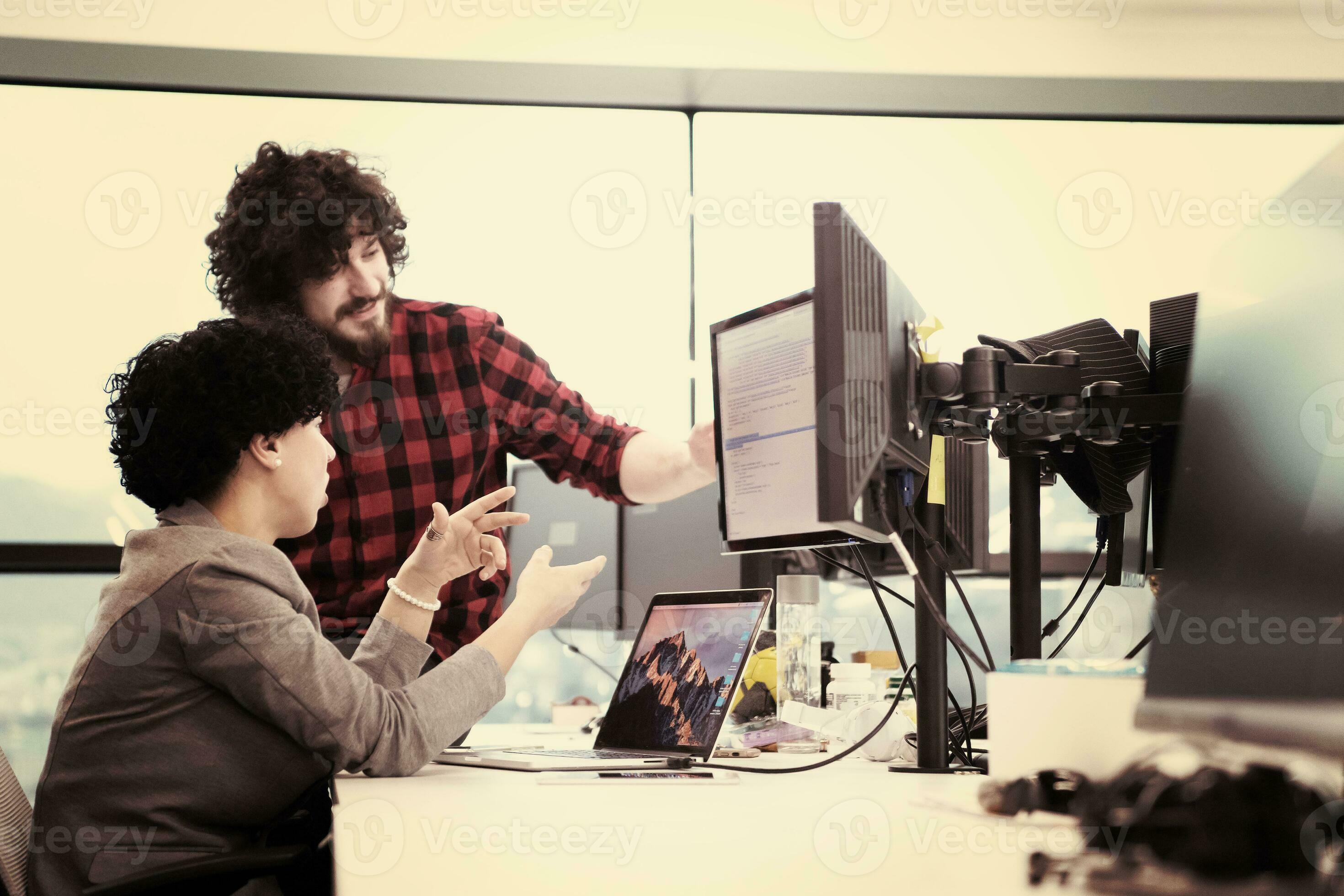 Software Developers Couple Writing Programming Code 31023269 Stock