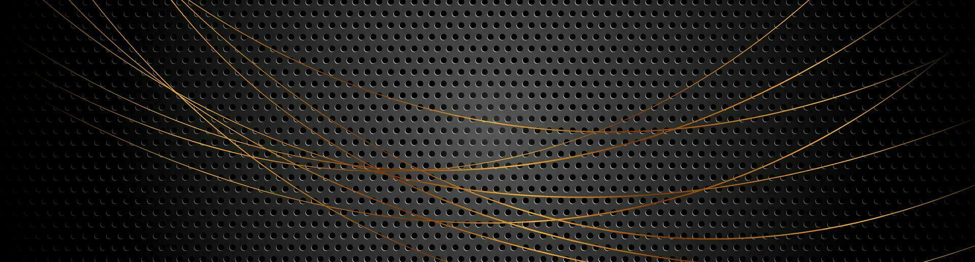 Golden minimal wavy lines on dark perforated background 31030386 Vector ...