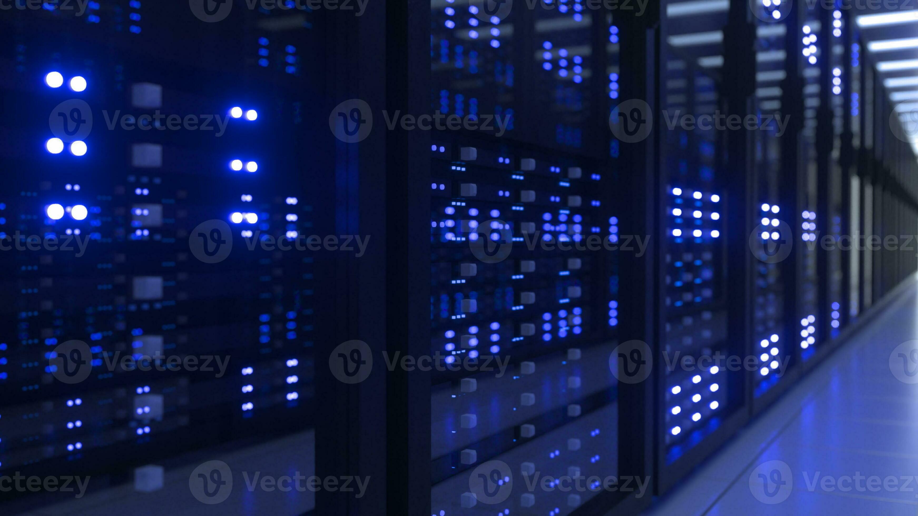 Data Center Computer Racks In Network Security Server Room ...