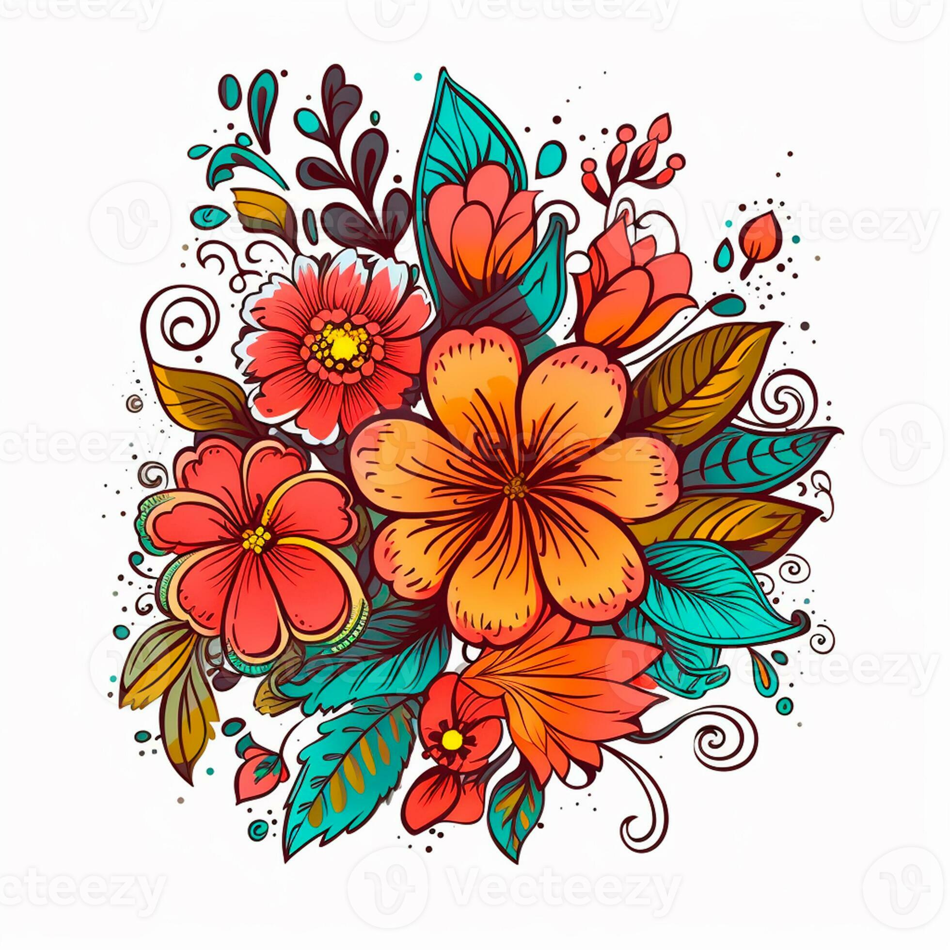 color dibujos de flores y plantas, mano dibujos 31063081 Foto de stock ...