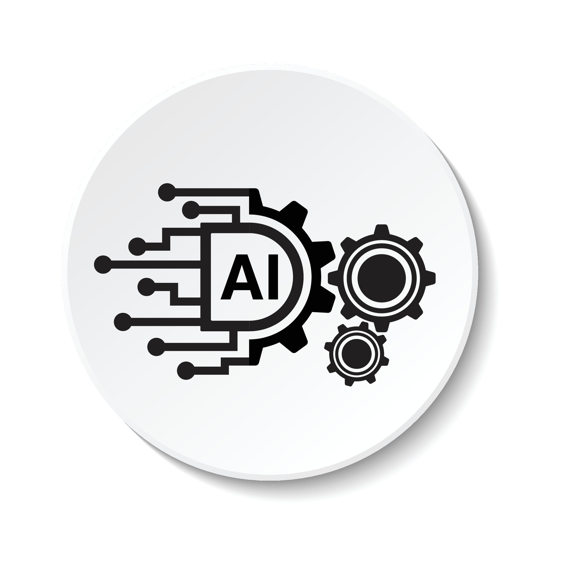 gear symbol and AI icon. concept of digital illustration of work ...