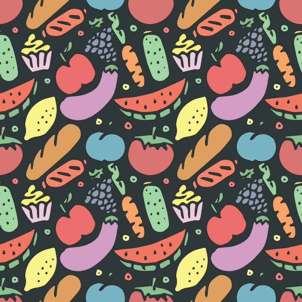 Seamless Food Pattern Drawn Doodle Food Background 31091164 Vector Art