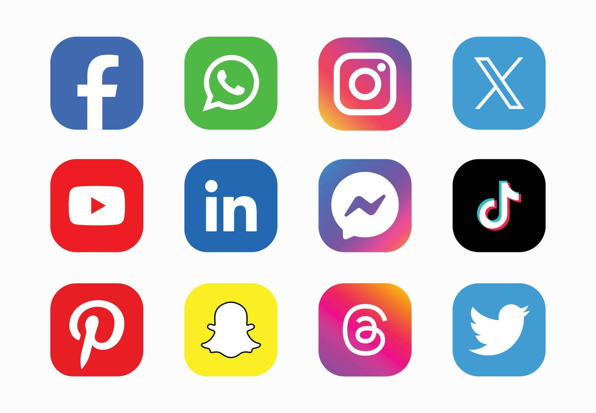 Set of social media logo in white background. Social media icon set ...