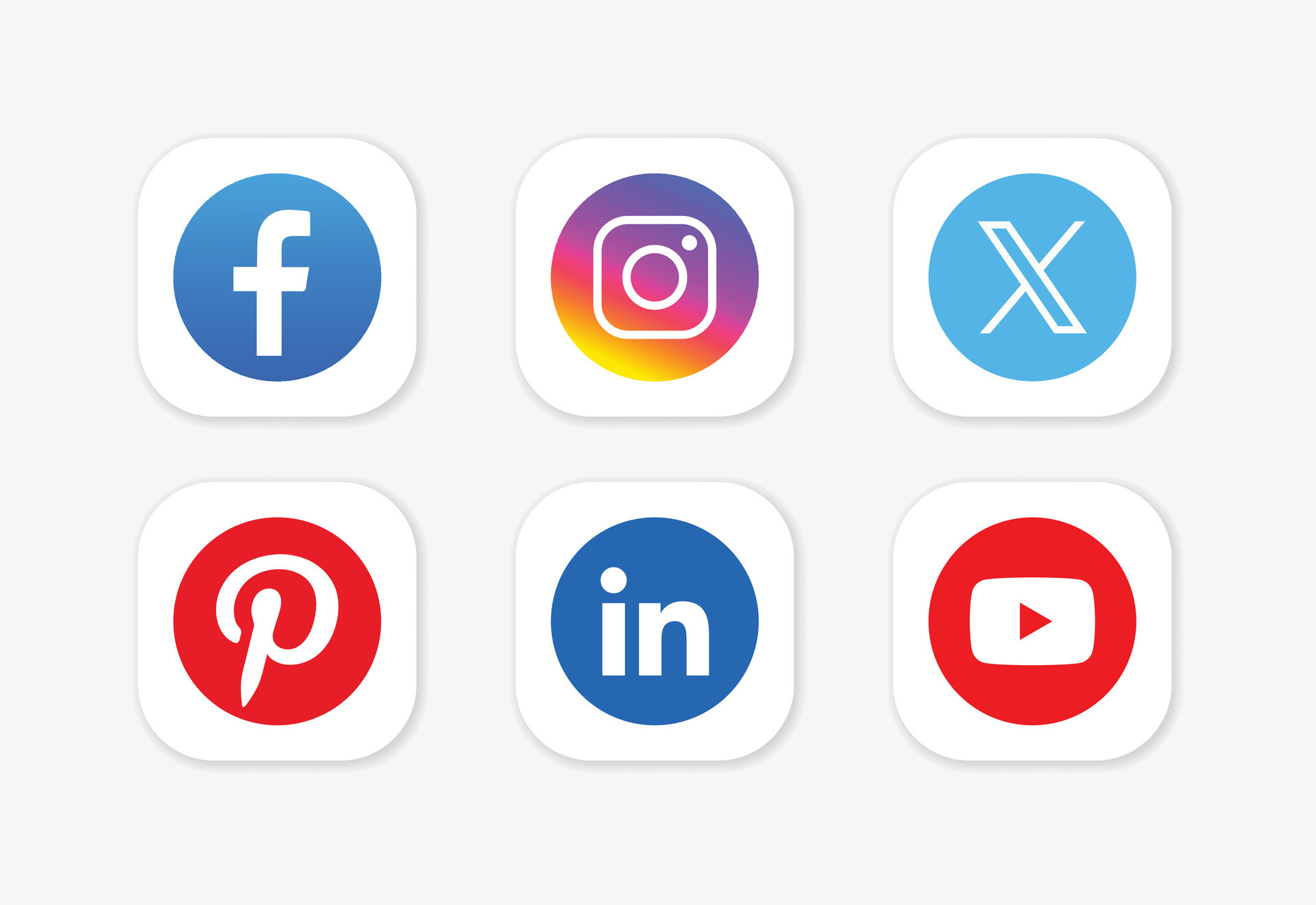 Set Of Social Media Logo In White Background. Social Media Icon Set 