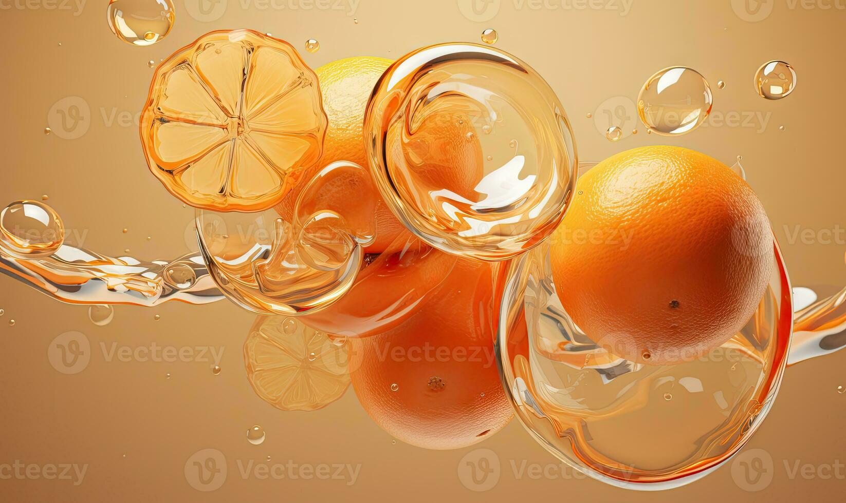 Vibrant oranges submerged in clear water with effervescent bubbles. AI Generative 31097901 Stock ...