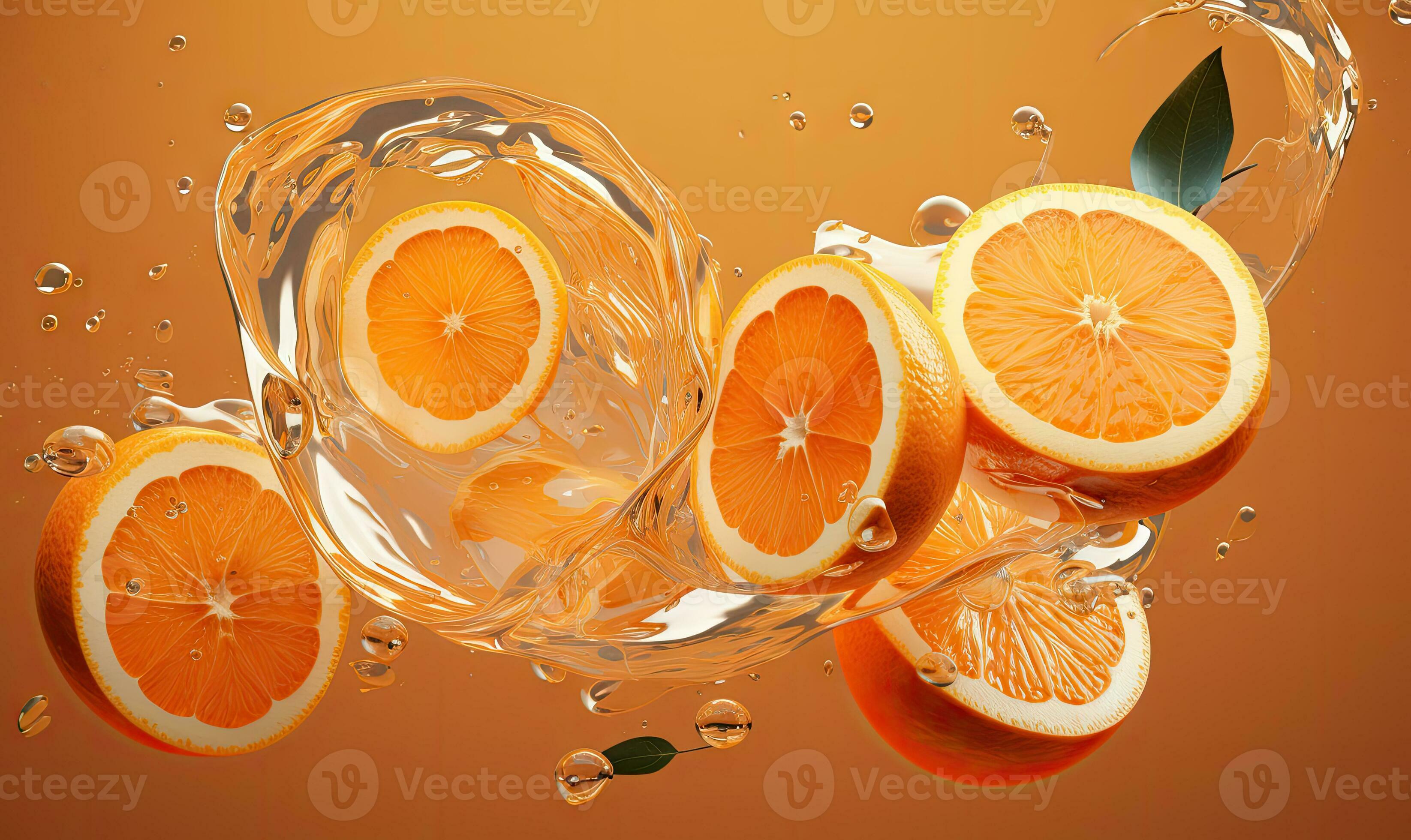 Vibrant oranges submerged in clear water with effervescent bubbles. Created by AI 31098018 Stock ...