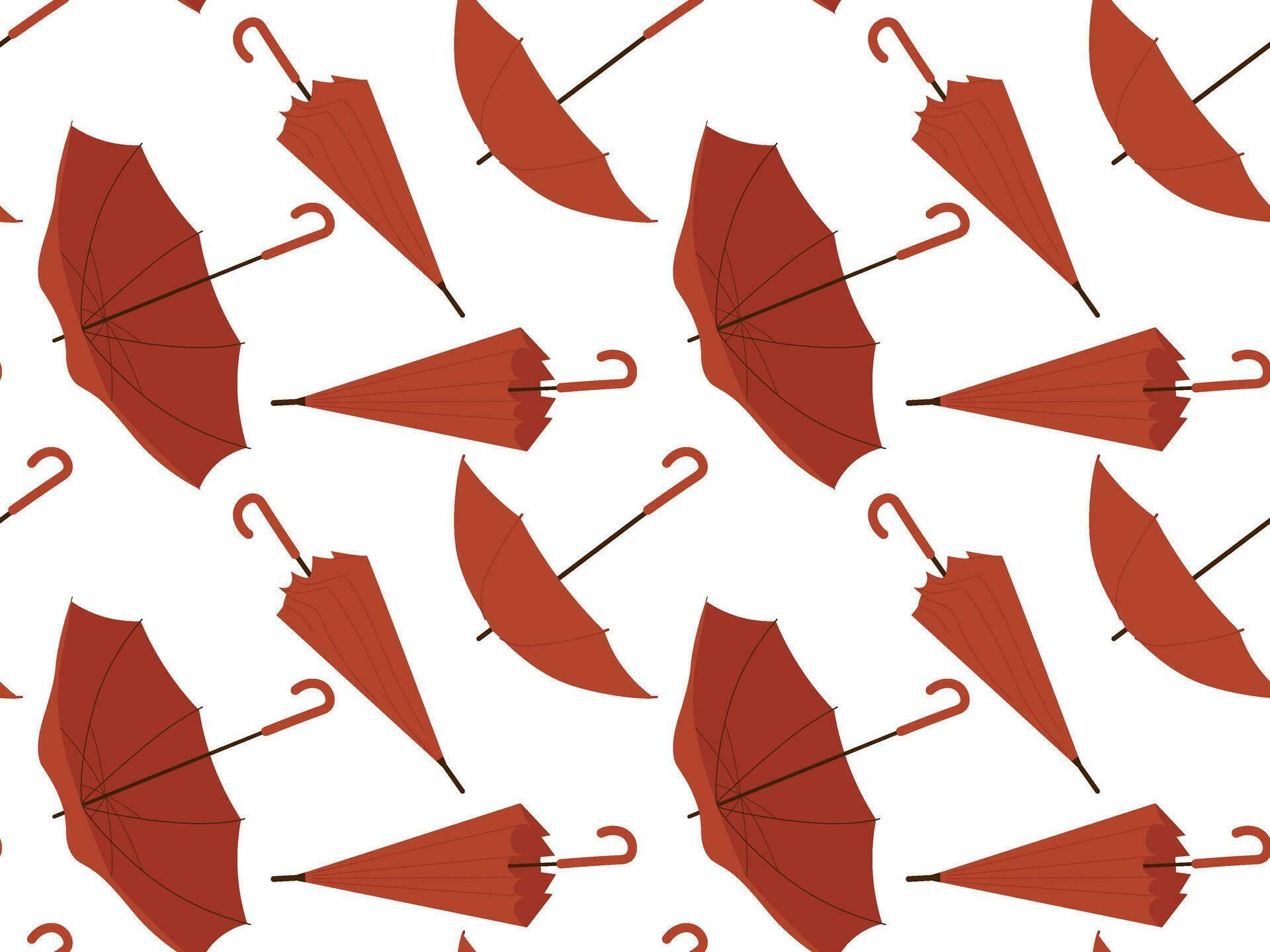 Red Umbrella in Different various positions seamless pattern. Open and folded umbrellas. Vector ...