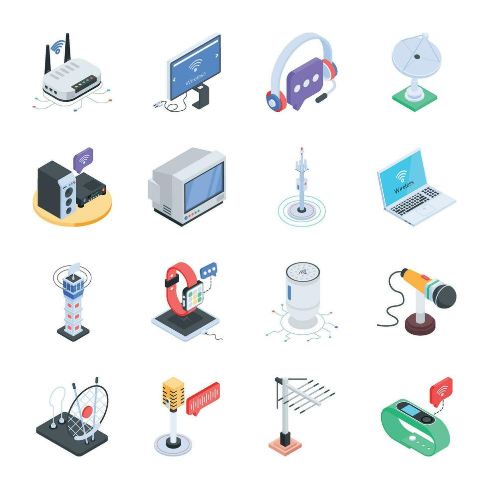 Collection Of Isometric Communication Icons 31130002 Vector Art At Vecteezy