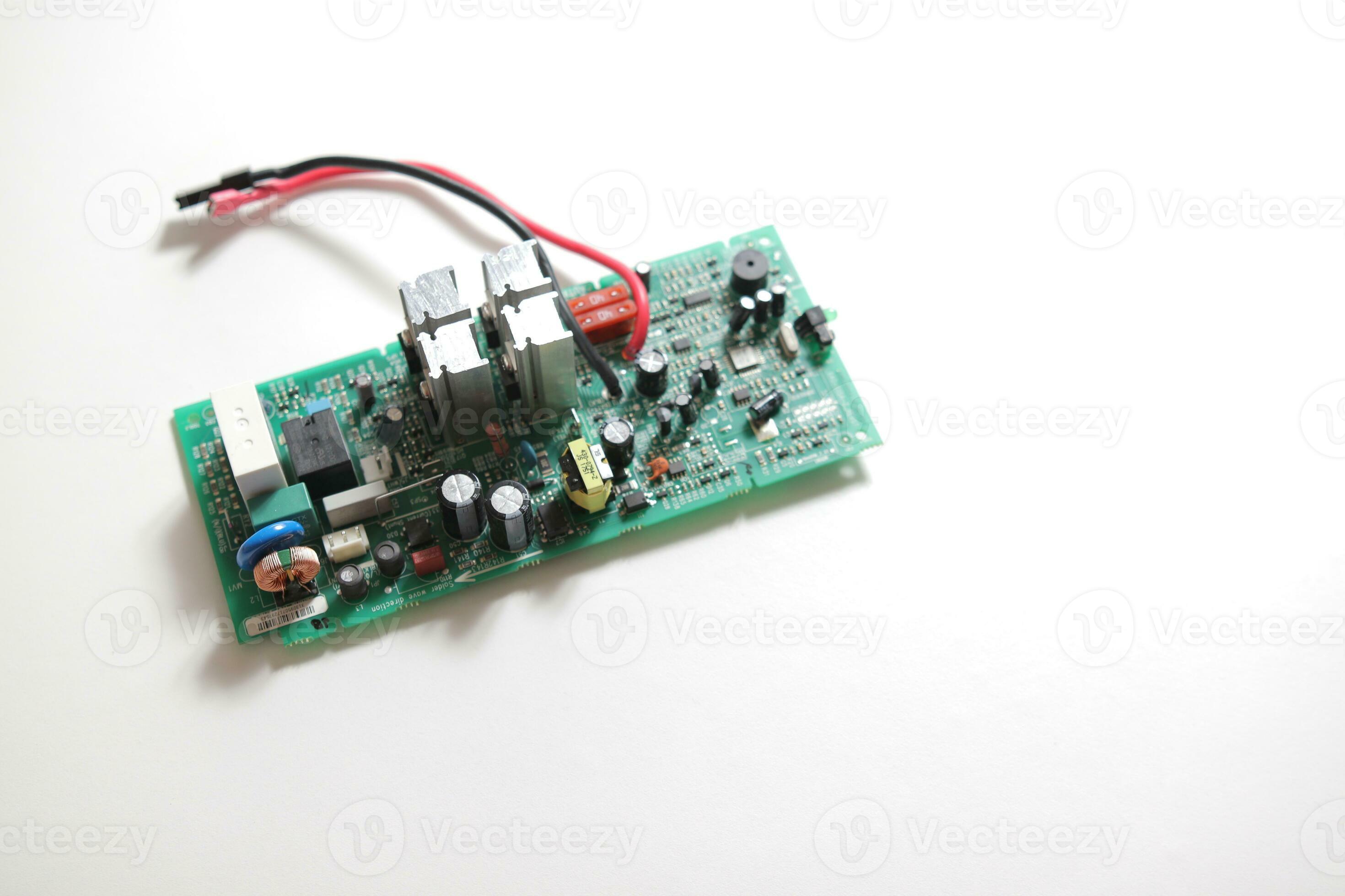Power Supply modern printed-circuit board with electronic components ...